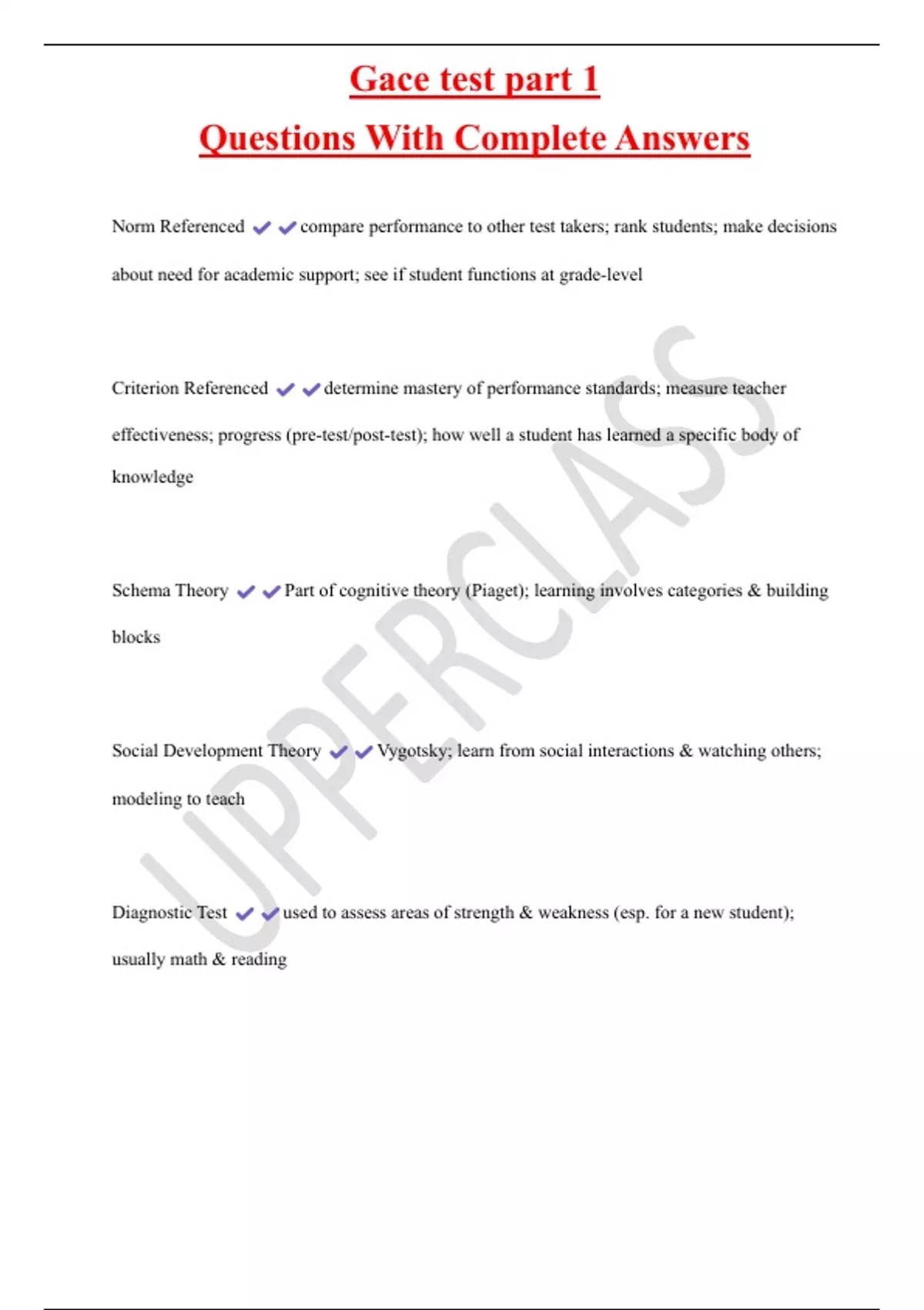 Gace test part 1 Questions With Complete Answers - GACE - Stuvia US