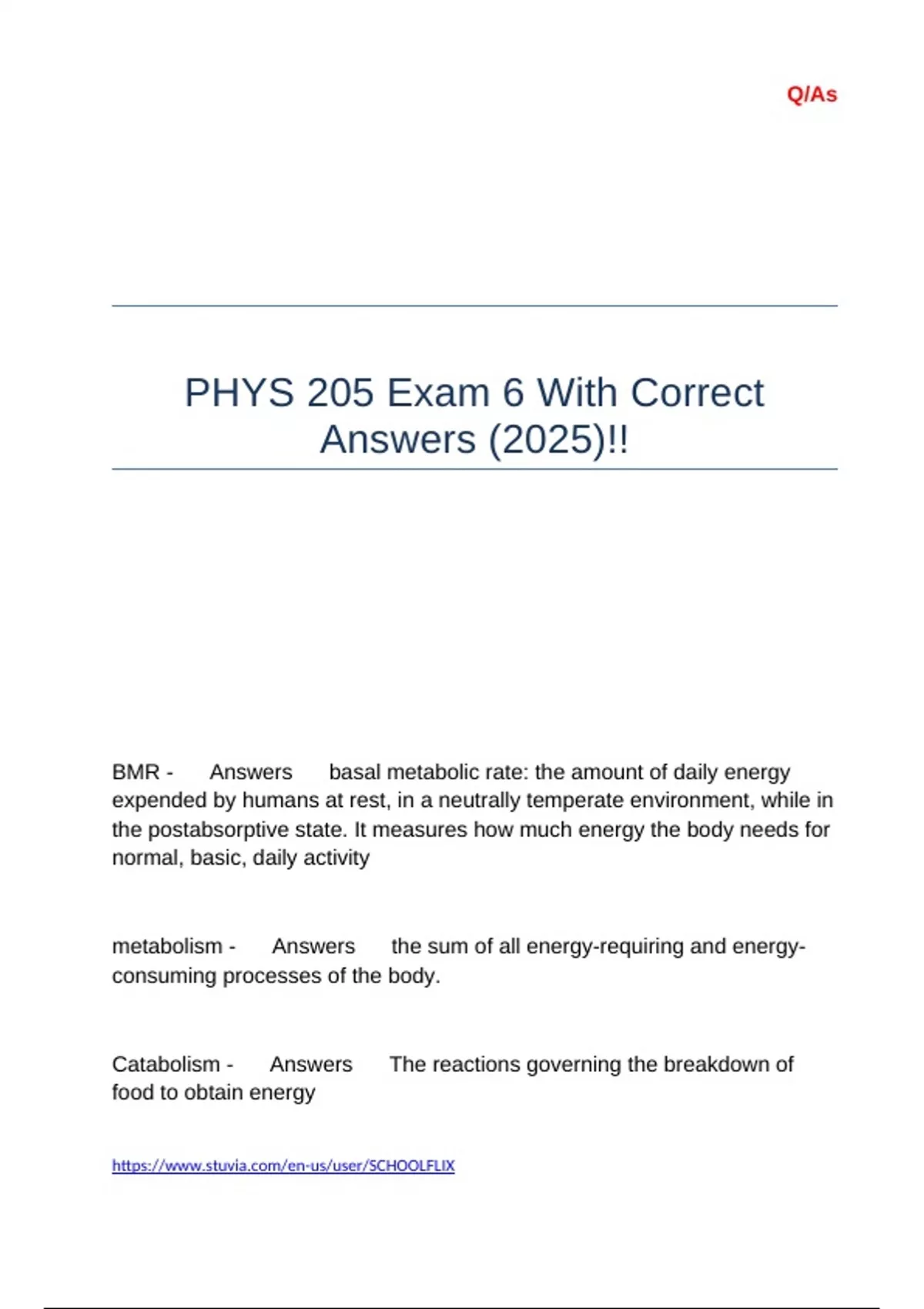 PHYS 205 Exam 6 With Correct Answers (2025)!! - Phys 205 - Stuvia US