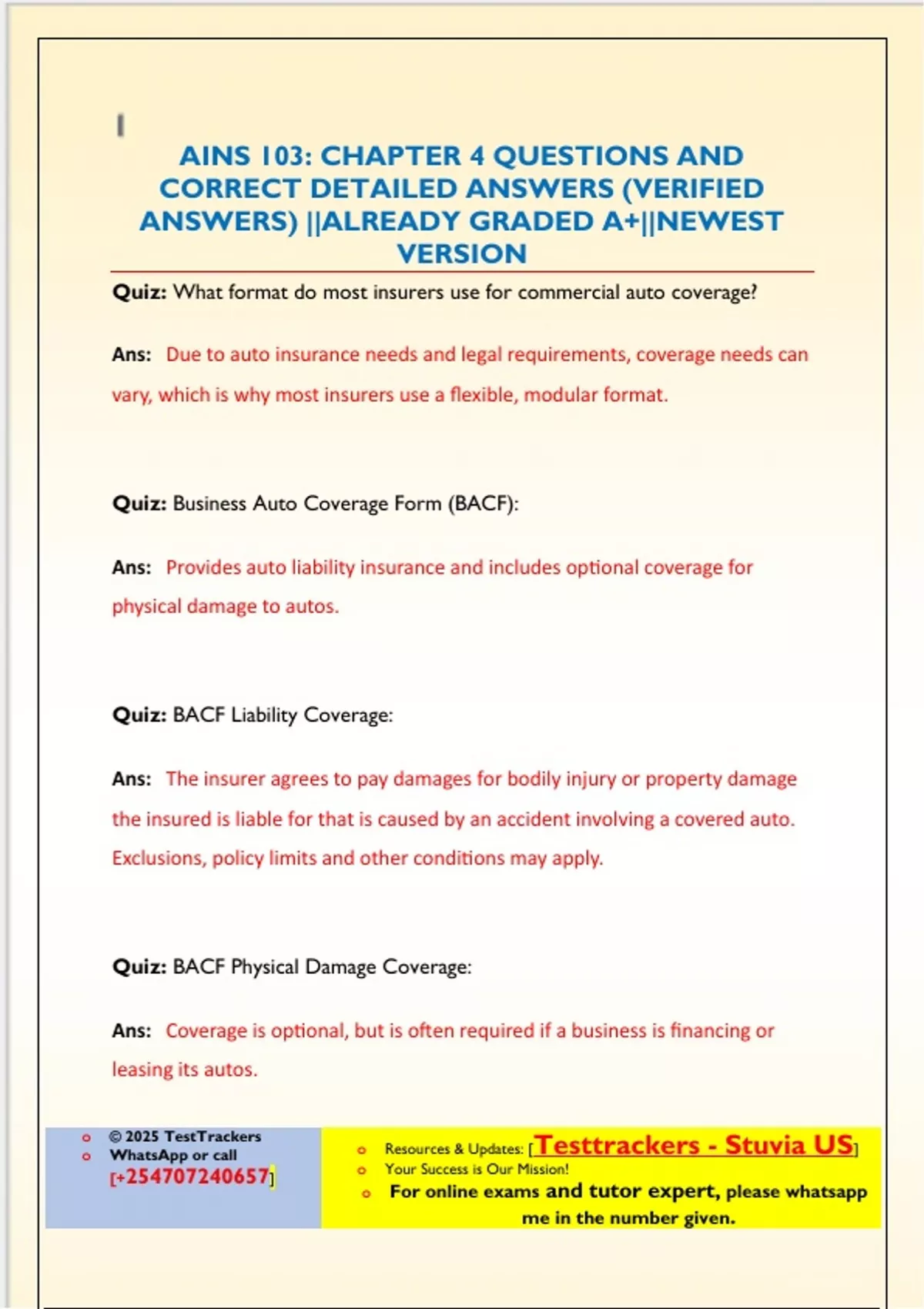 AINS 103: CHAPTER 4 QUESTIONS AND CORRECT DETAILED ANSWERS (VERIFIED ...