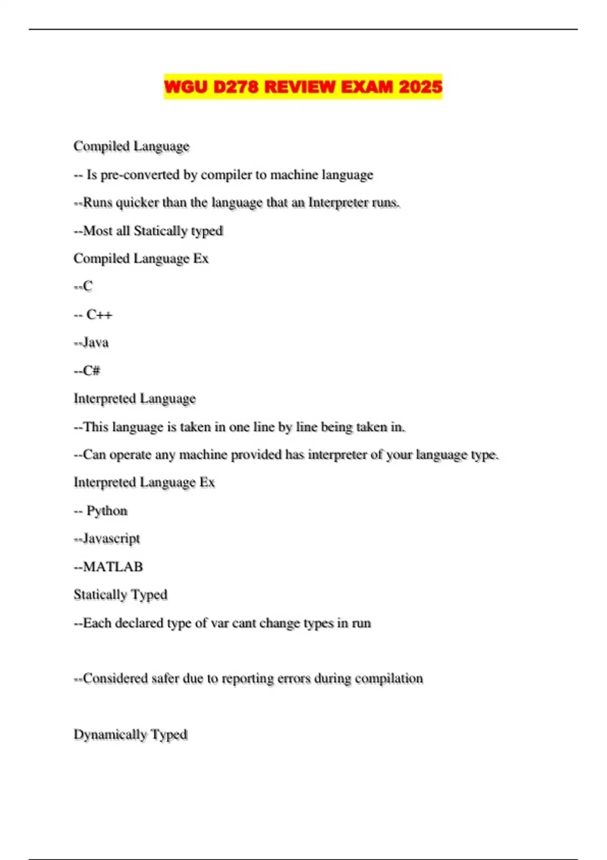 WGU D278 REVIEW EXAM 2025 - WGU D278 - Stuvia US
