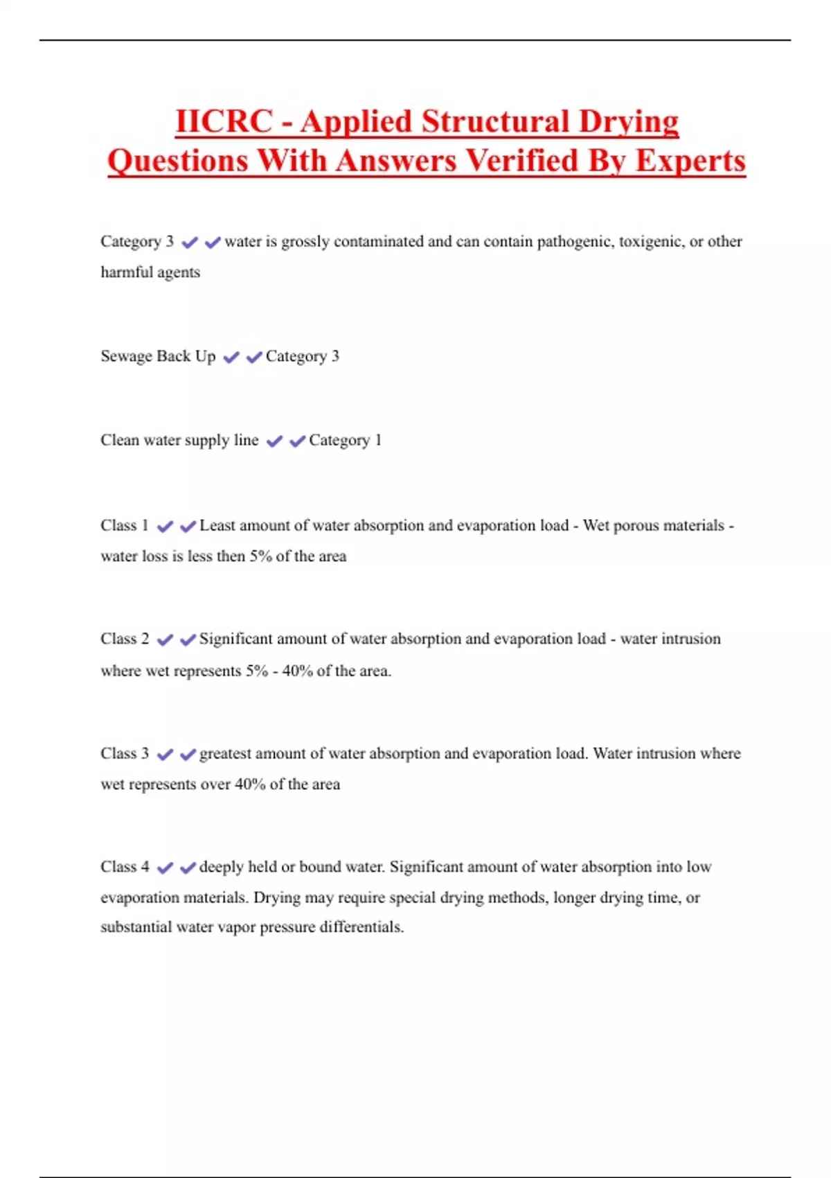 IICRC - Applied Structural Drying Questions With Answers Verified By ...