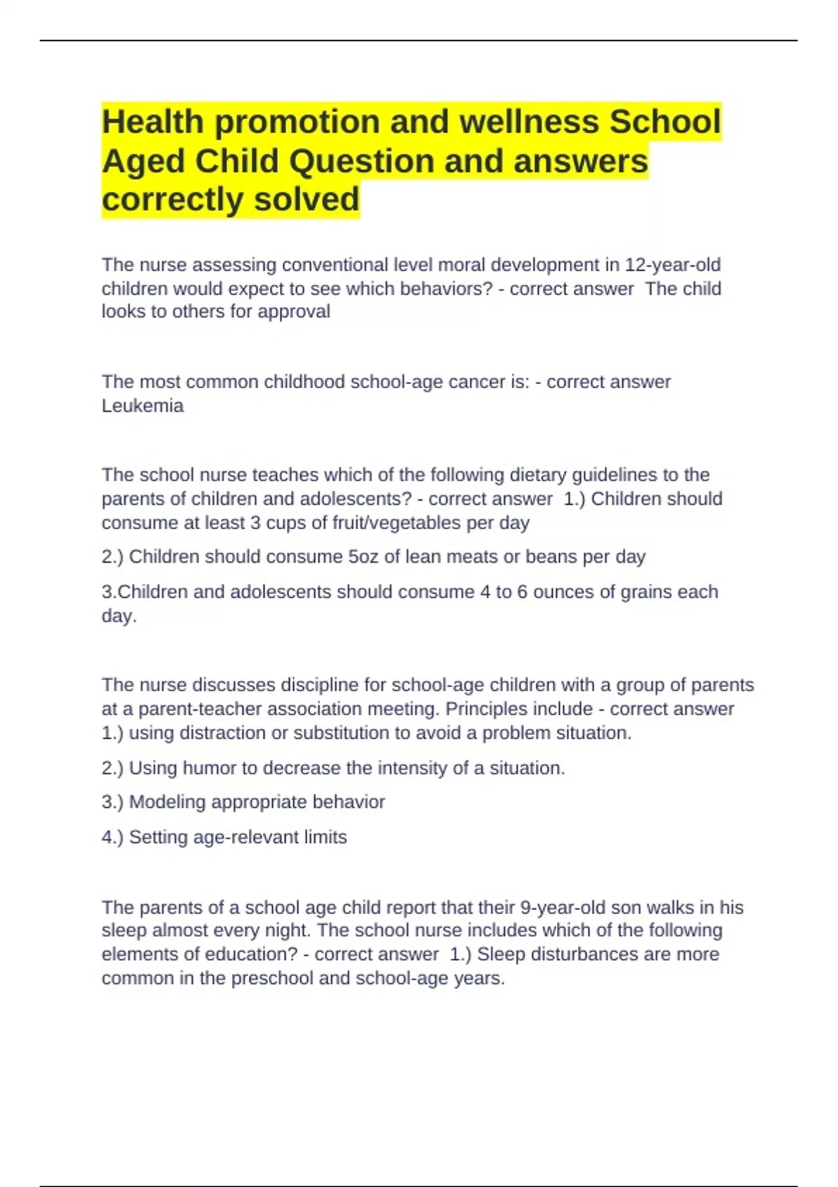 Health promotion and wellness School Aged Child Stanford University ...