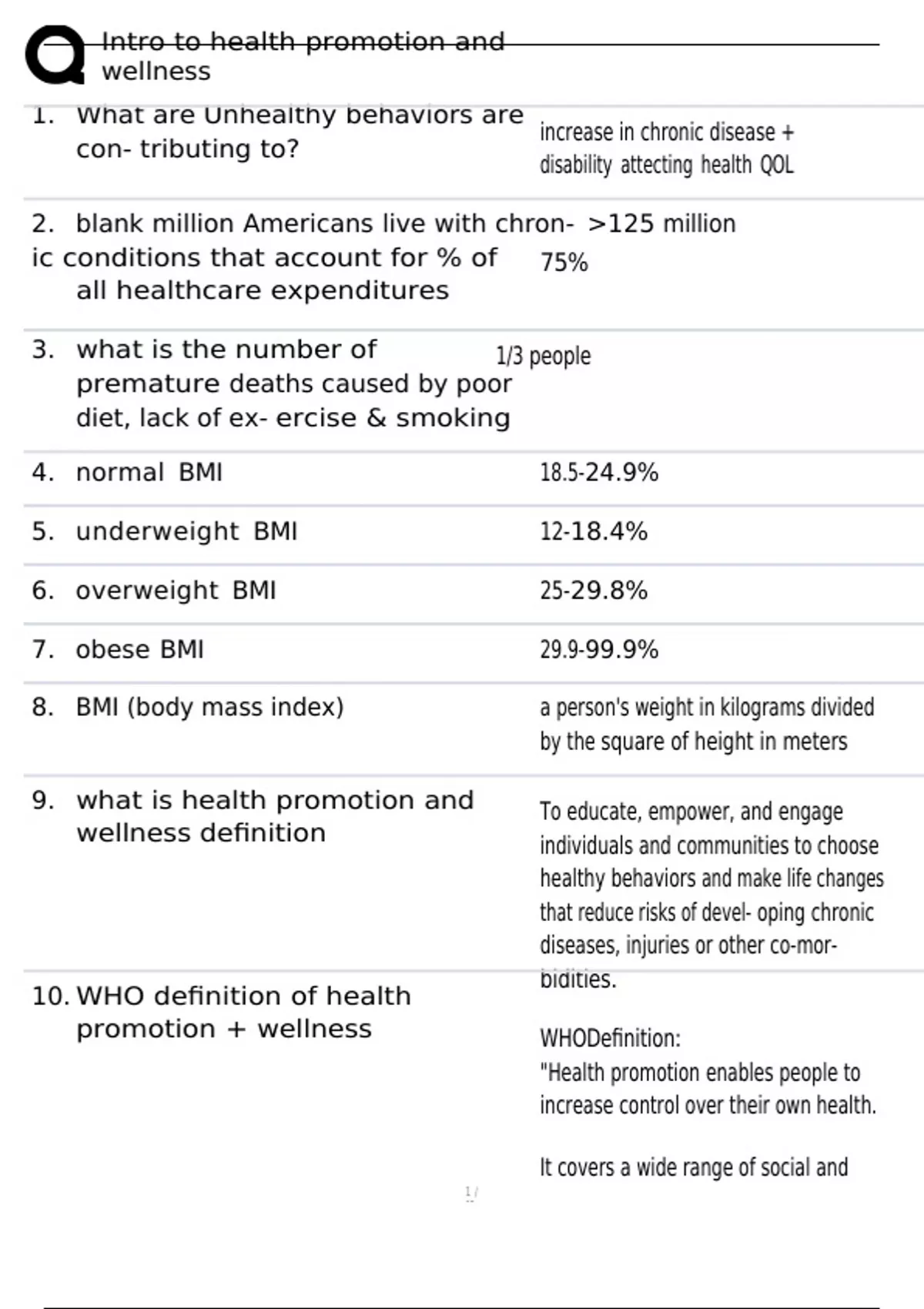 Intro to health promotion and wellness Stanford University Questions ...