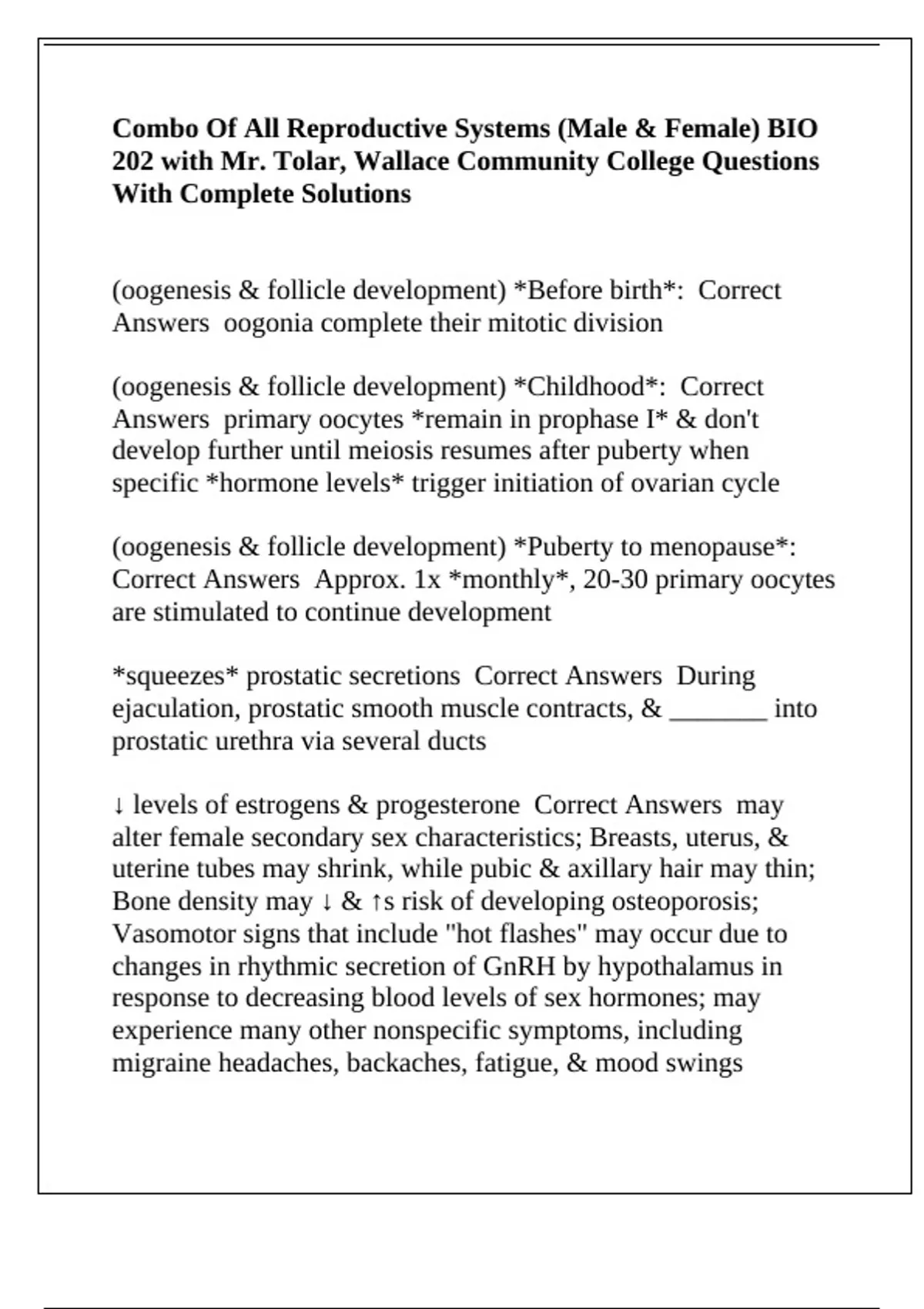 Combo Of All Reproductive Systems (Male & Female) BIO 202 with Mr ...