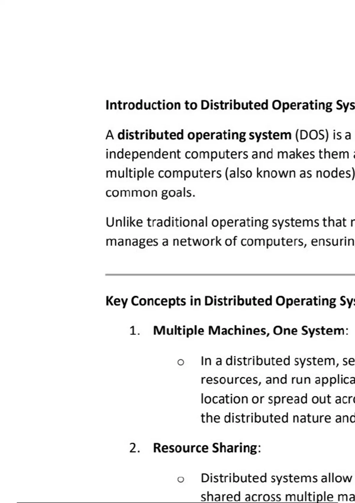 Introduction to Distributed Operating System - CSI-505 - Stuvia US