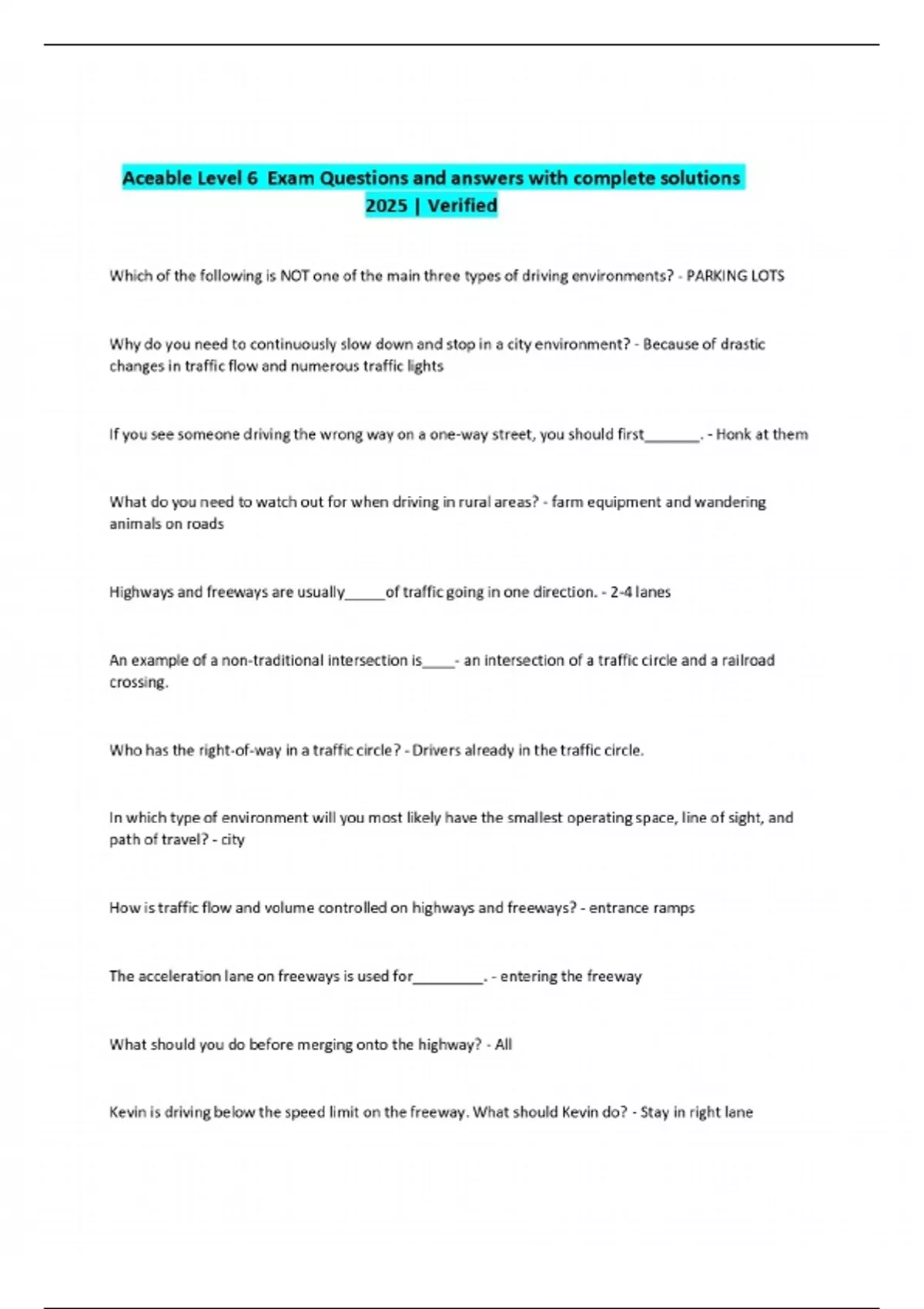 Aceable Level 6 Exam Questions and answers with complete solutions 2025 ...