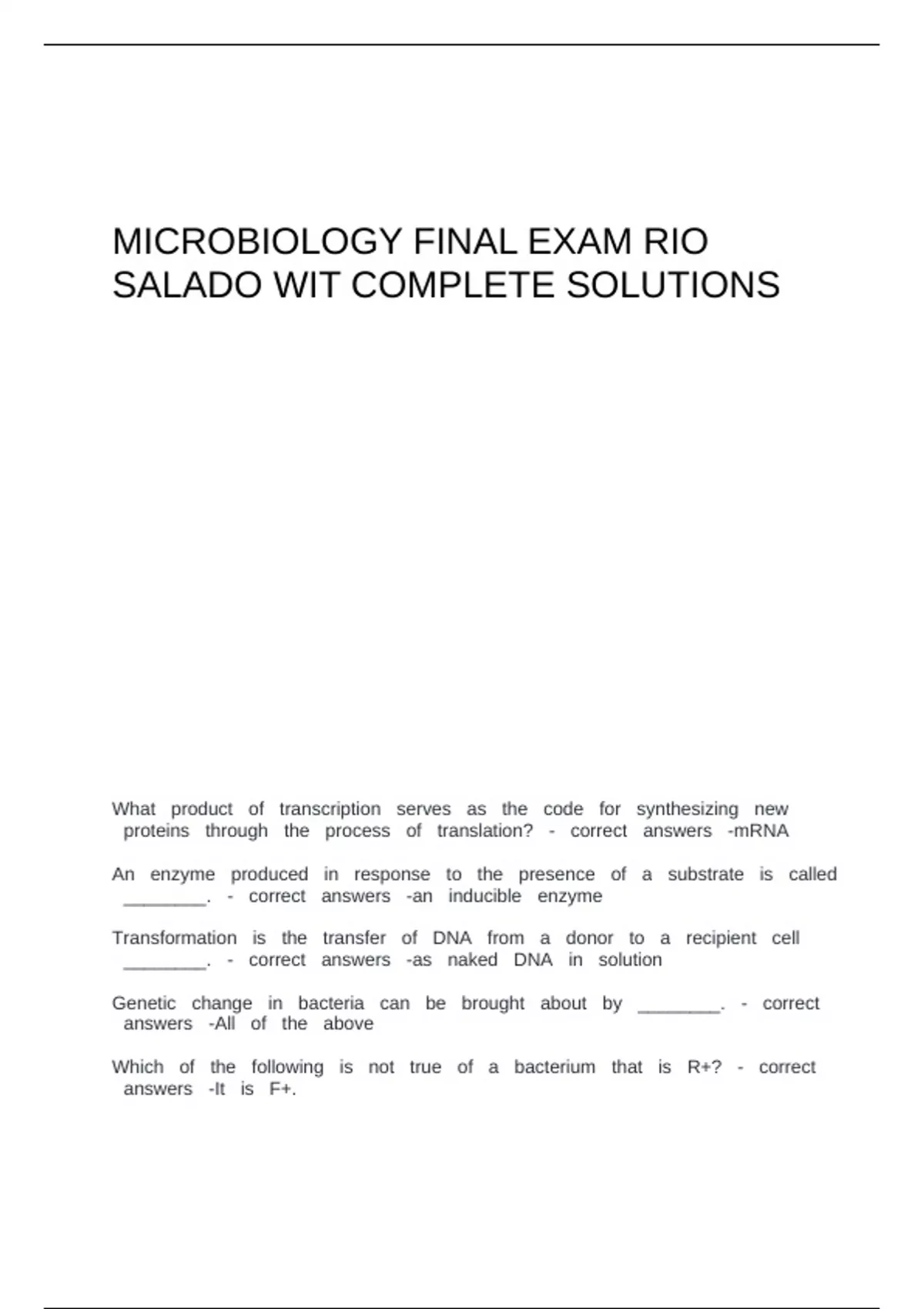Microbiology Final Exam Rio Salado - Microbiology Rio Salado - Stuvia US