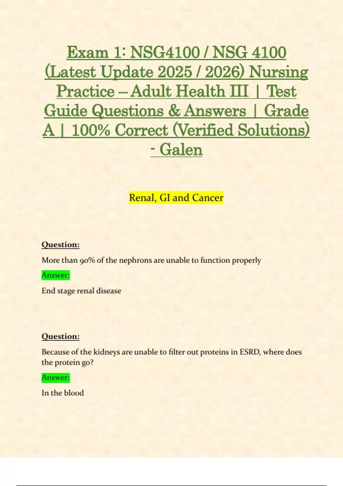 Exam 1, Exam 2, Exam 3 & Exam 4: NSG4100 / NSG 4100 (Latest 2025 / 2026 ...