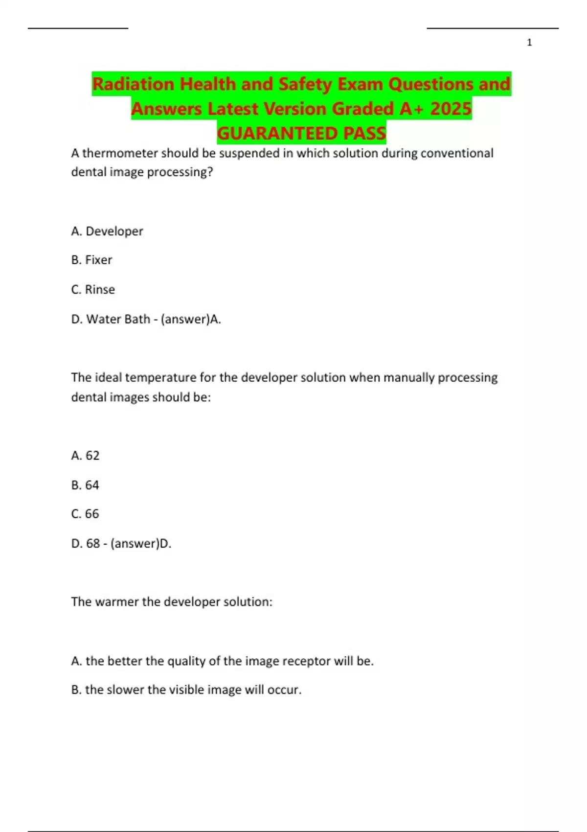 Radiation Health and Safety Exam Questions and Answers Latest Version ...