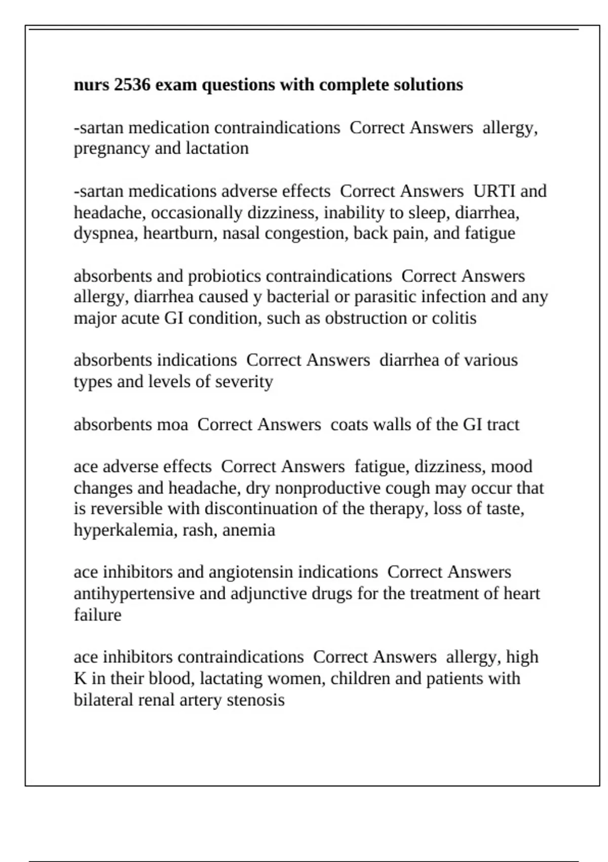 nurs 2536 exam questions with complete solutions - Nurs 2536 - Stuvia