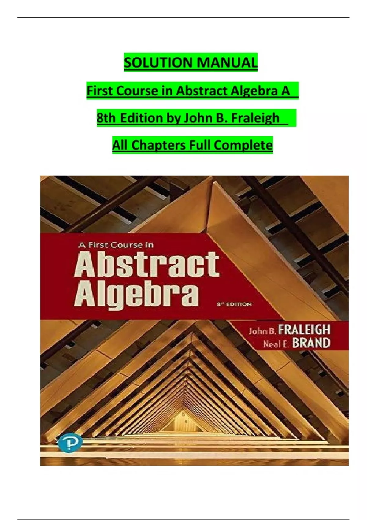 Solution Manual First Course In Abstract Algebra A 8th Edition By John B Fraleigh Algebra