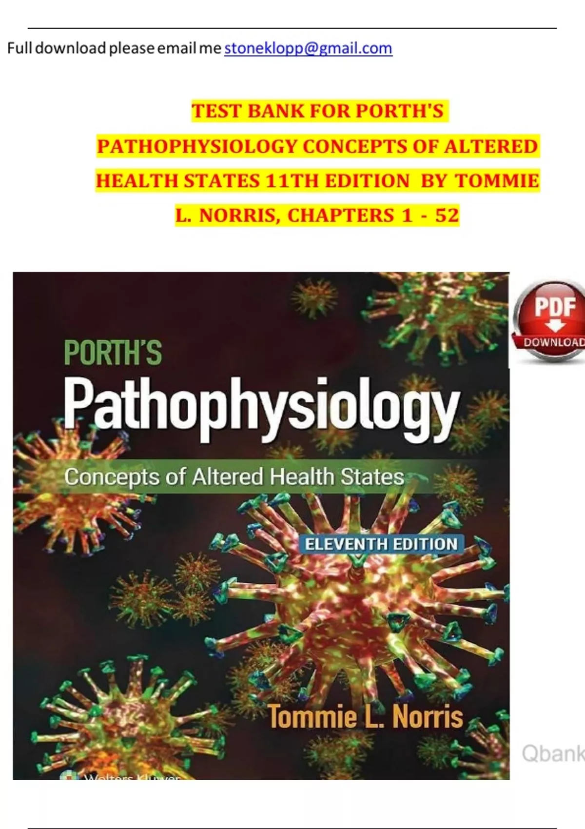 Test Bank - Porth's Pathophysiology: Concepts of Altered Health States ...