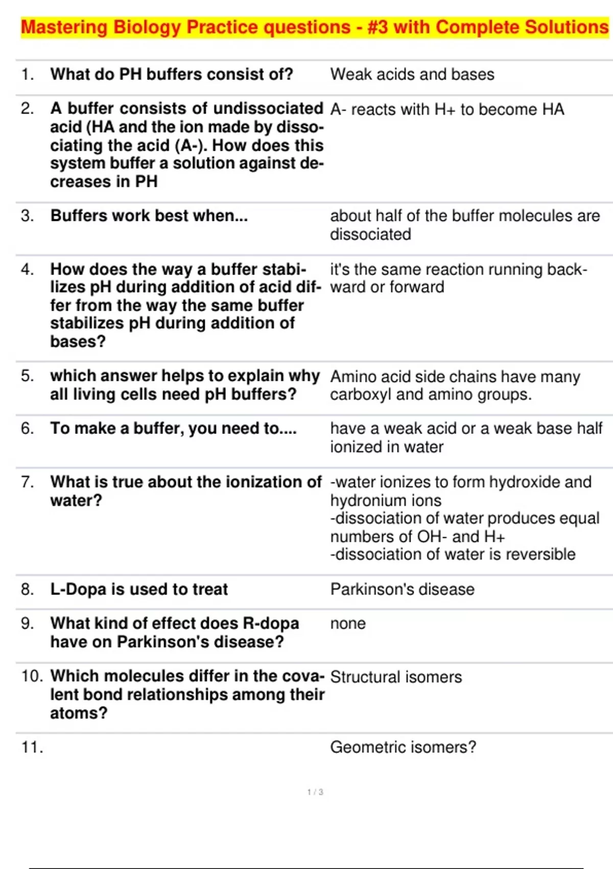 Mastering Biology Practice questions - #3 with Complete Solutions ...