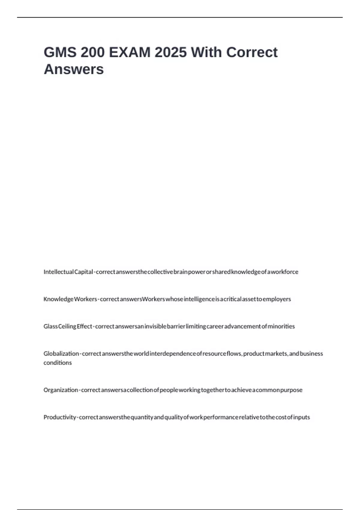 GMS 200 EXAM 2025 With Correct Answers. - GMS 200 - Stuvia US