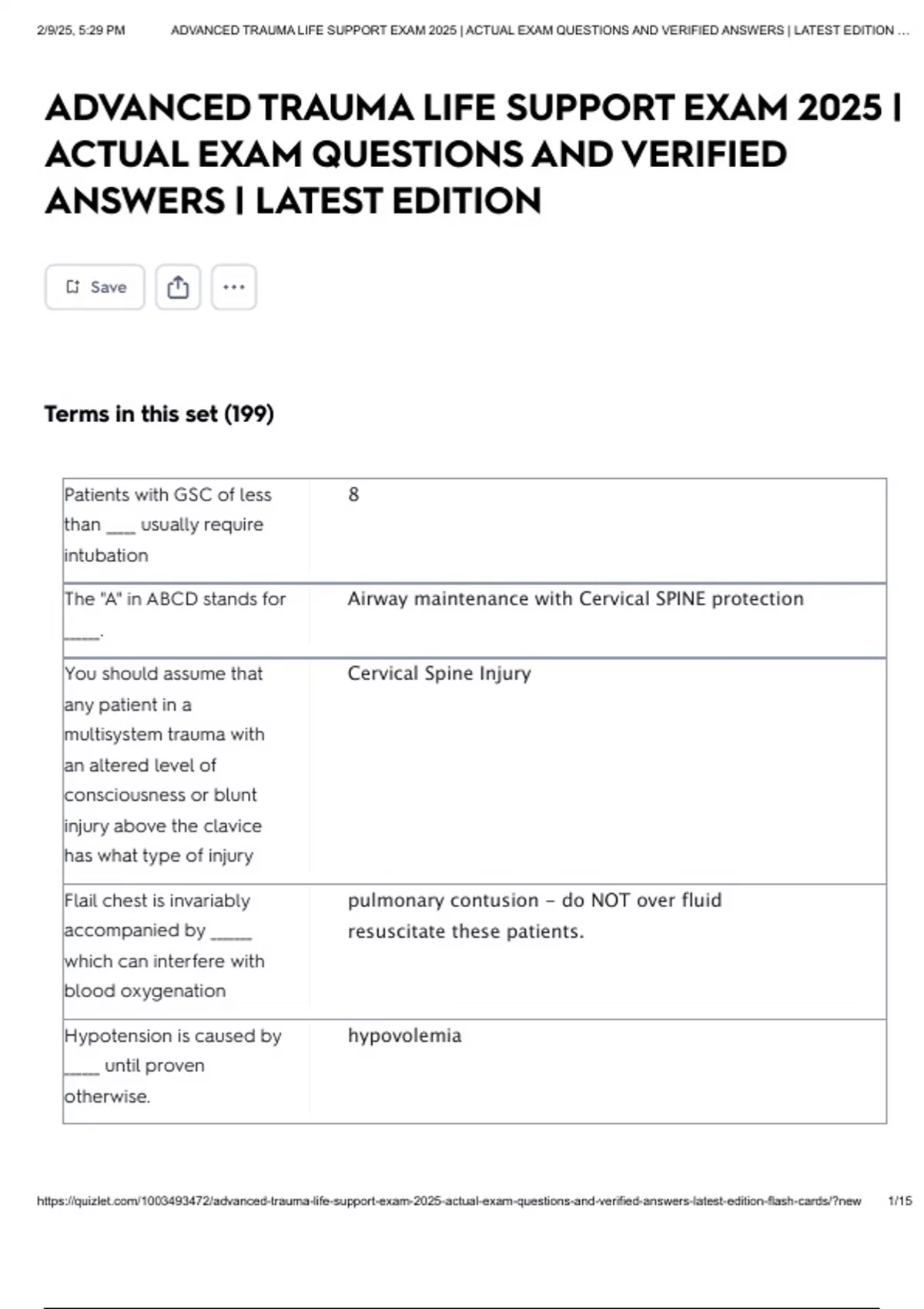 ADVANCED TRAUMA LIFE SUPPORT EXAM 2025 | ACTUAL EXAM QUESTIONS AND ...