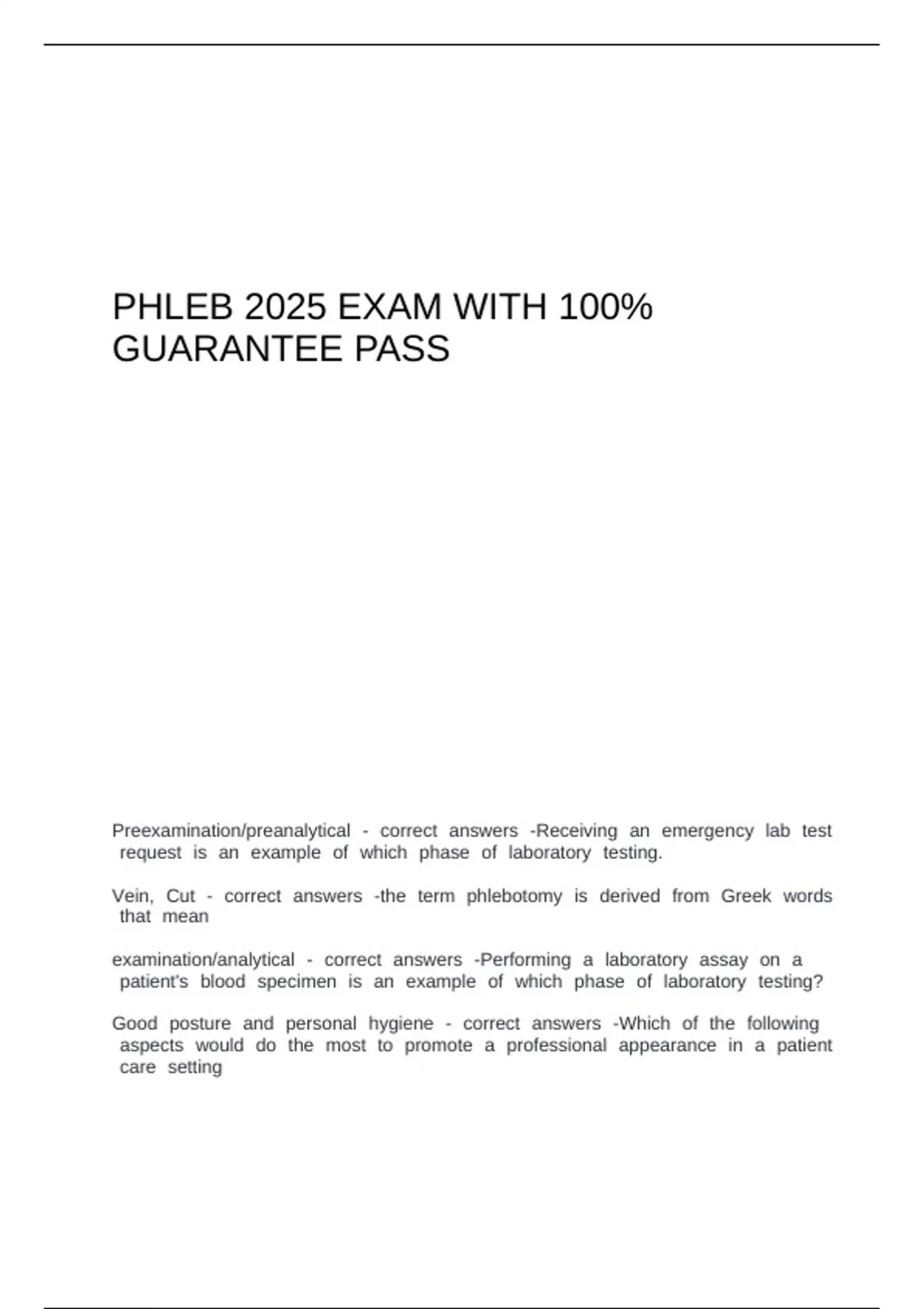 Phleb 2025 - Phleb 2025 - Stuvia US