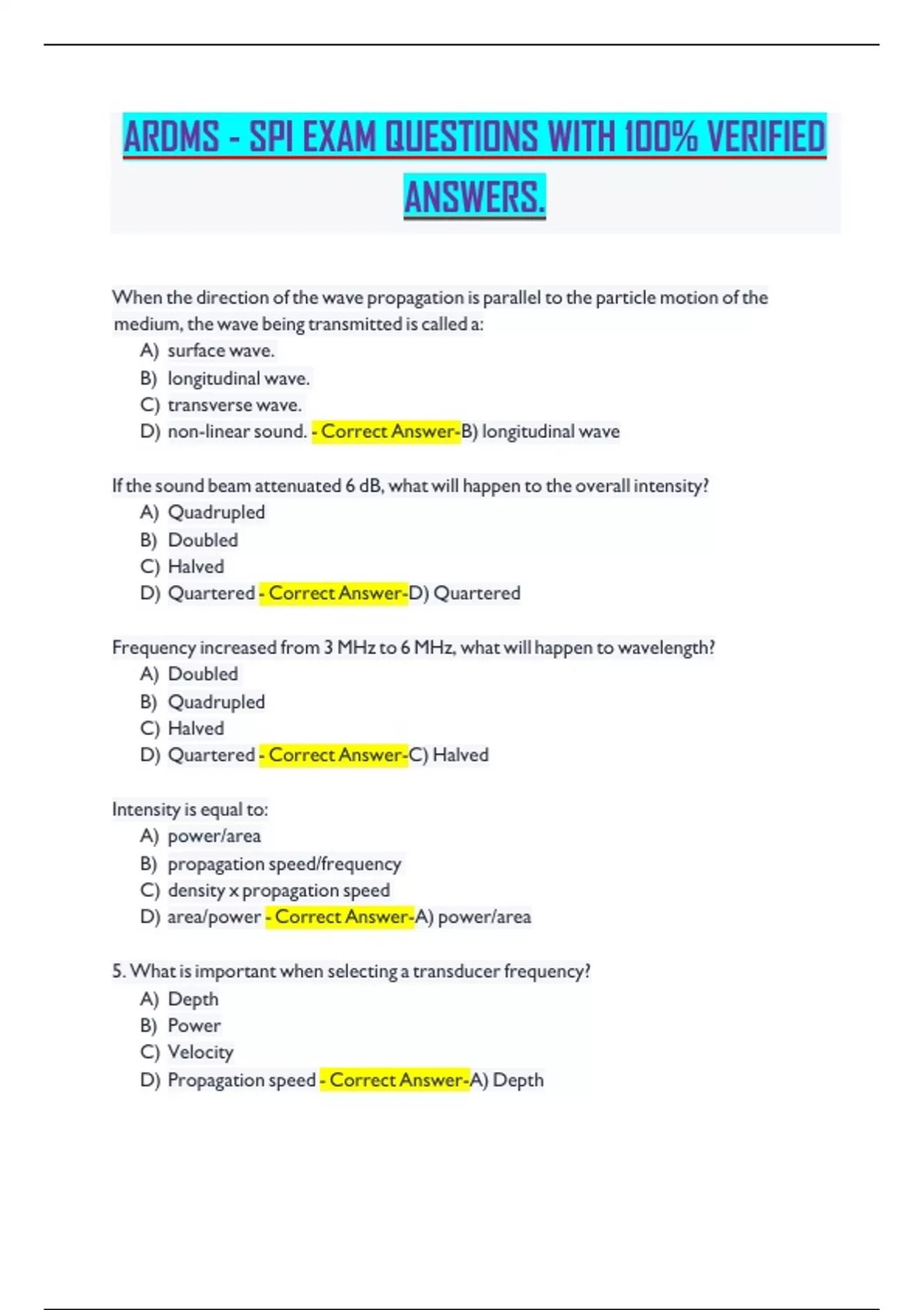 ARDMS SPI BUNDLED EXAM 2025 - Stuvia US