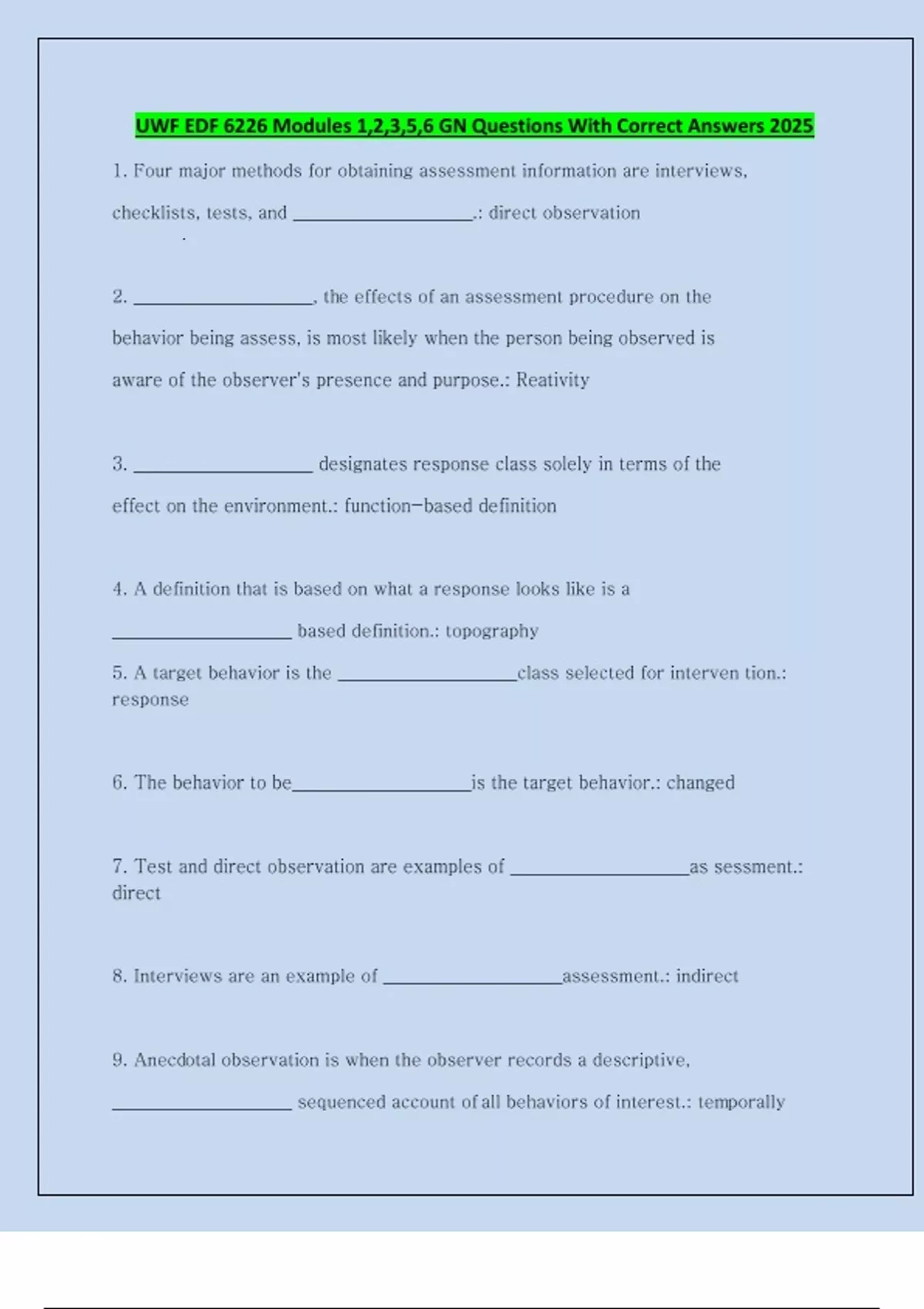 UWF EDF 6223 Module 7 Guided Notes Qs&As 2025, UWF EDF 6226 deck 3 ...