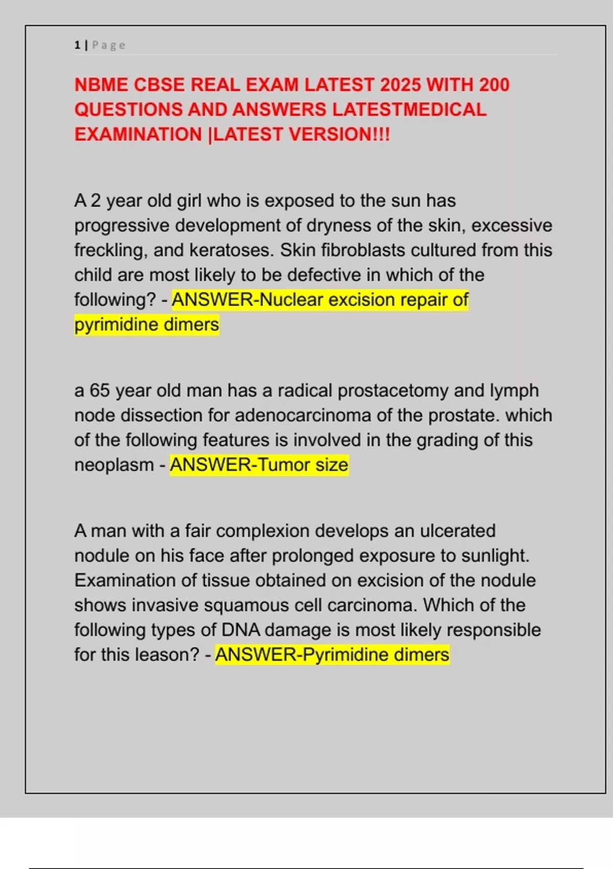 NBME CBSE REAL EXAM LATEST 2025 WITH 200 QUESTIONS AND ANSWERS ...