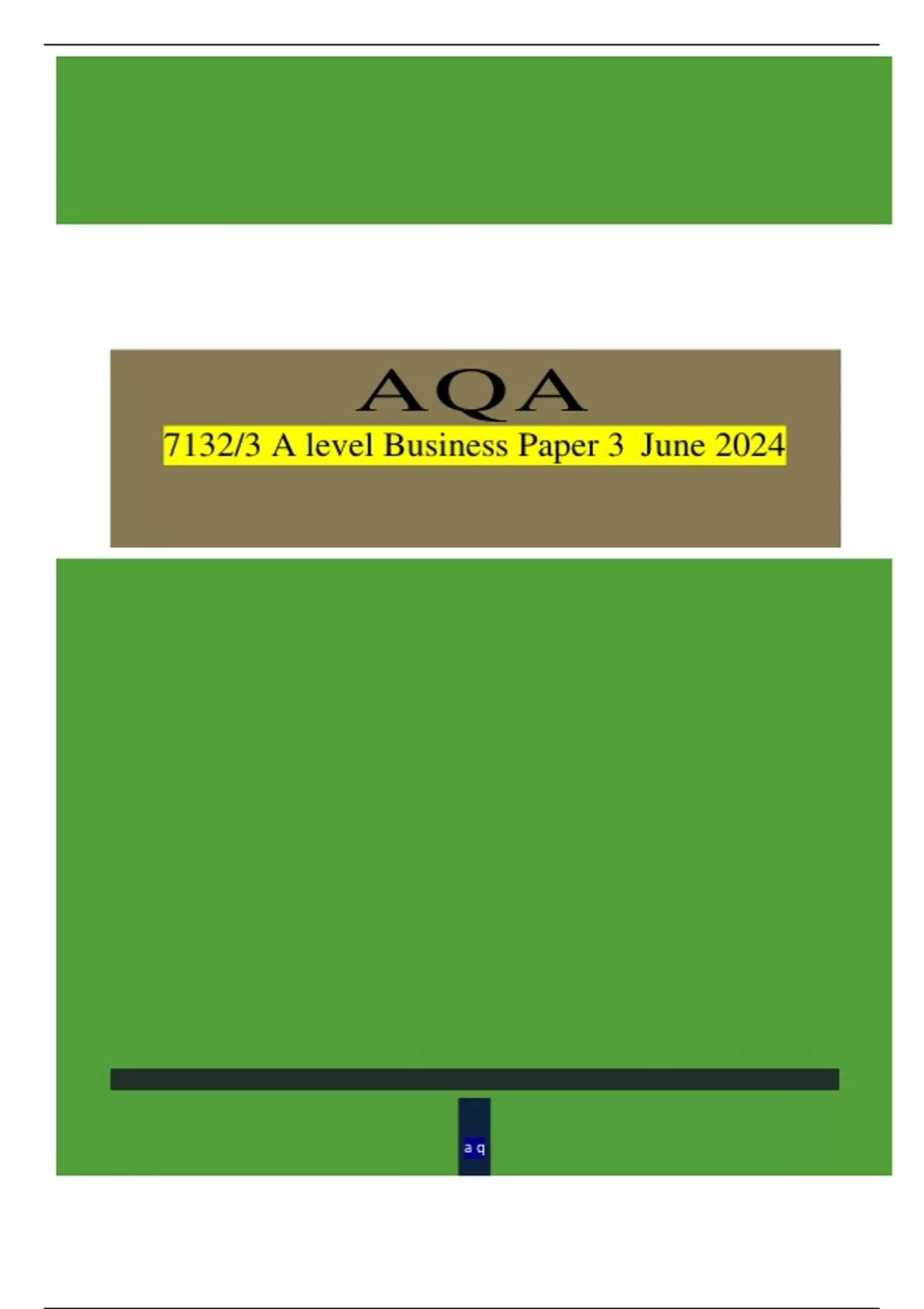 2024 AQA 7132/3 A level Business Paper 3 Business 3 Question Paper and ...