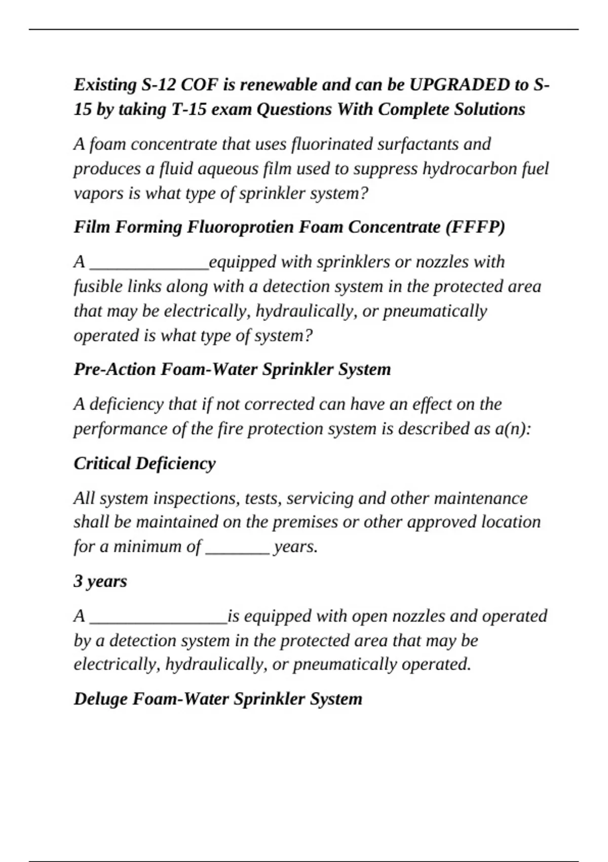Existing S-12 COF is renewable and can be UPGRADED to S-15 by taking T ...