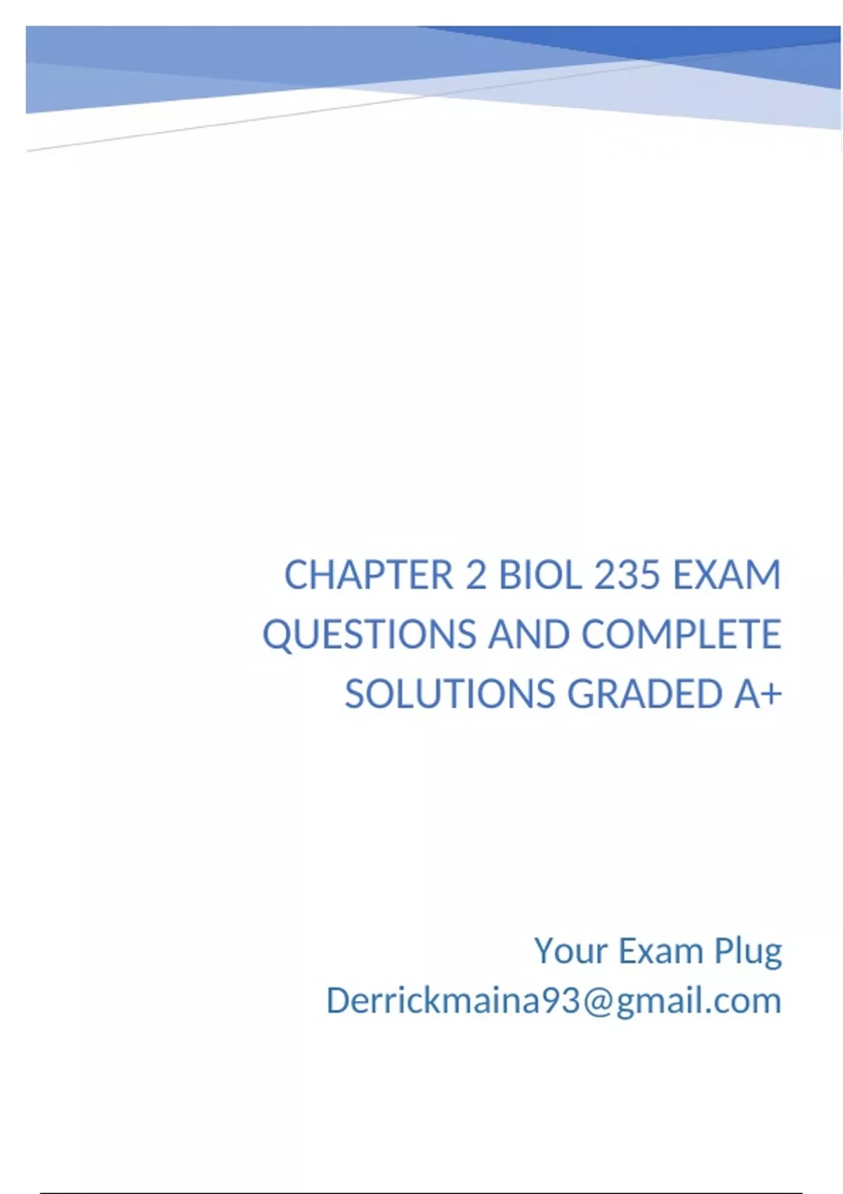 Chapter 2 BIOL 235 Exam Questions and Complete Solutions Graded A+ ...