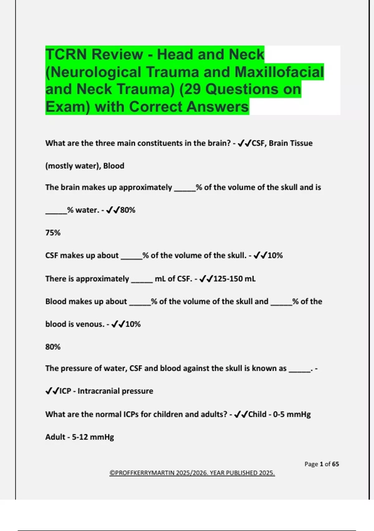 TCRN Review - Head and Neck (Neurological Trauma and Maxillofacial and ...