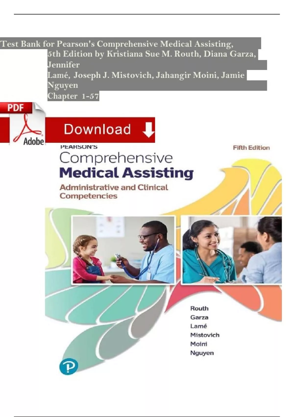 Test Bank For Pearson's Comprehensive Medical Assisting, 5th Edition by ...