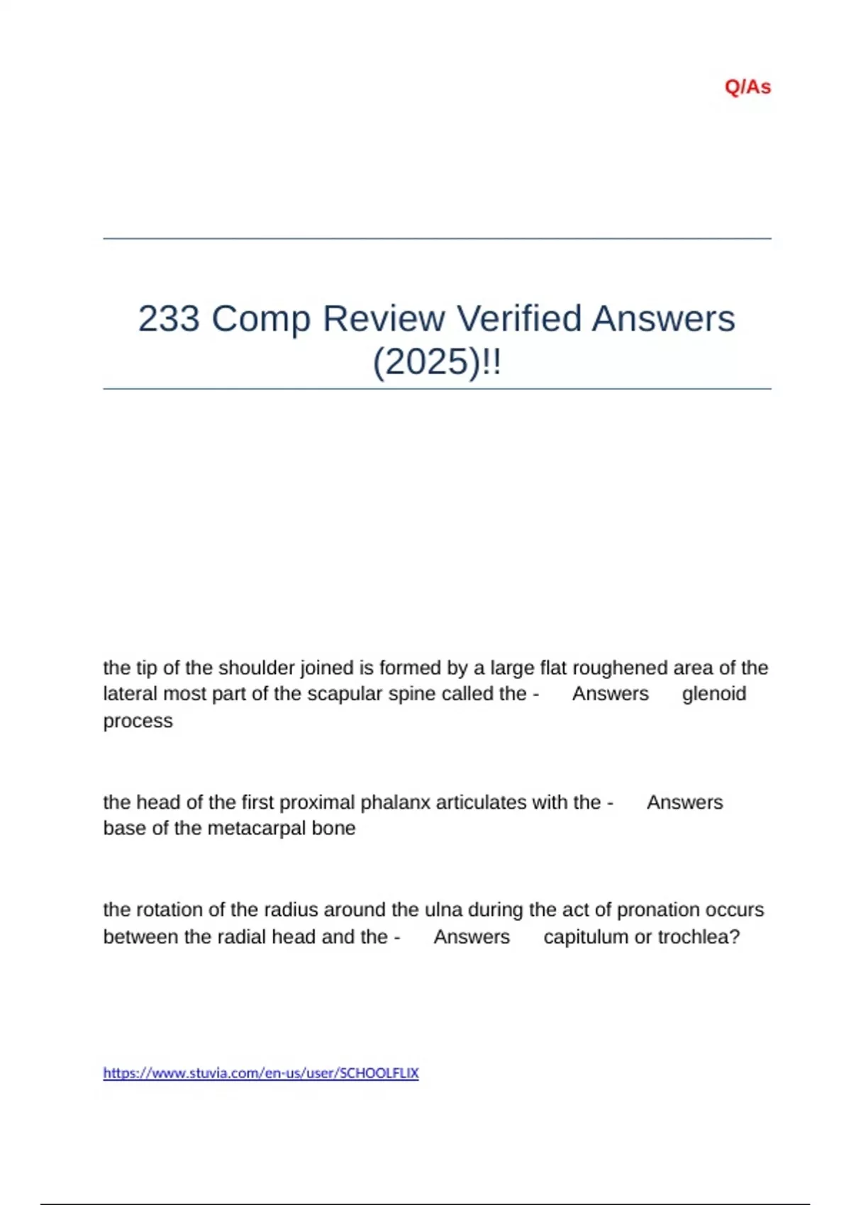 233 Comp Review Verified Answers (2025)!! - Comp 233 - Stuvia US