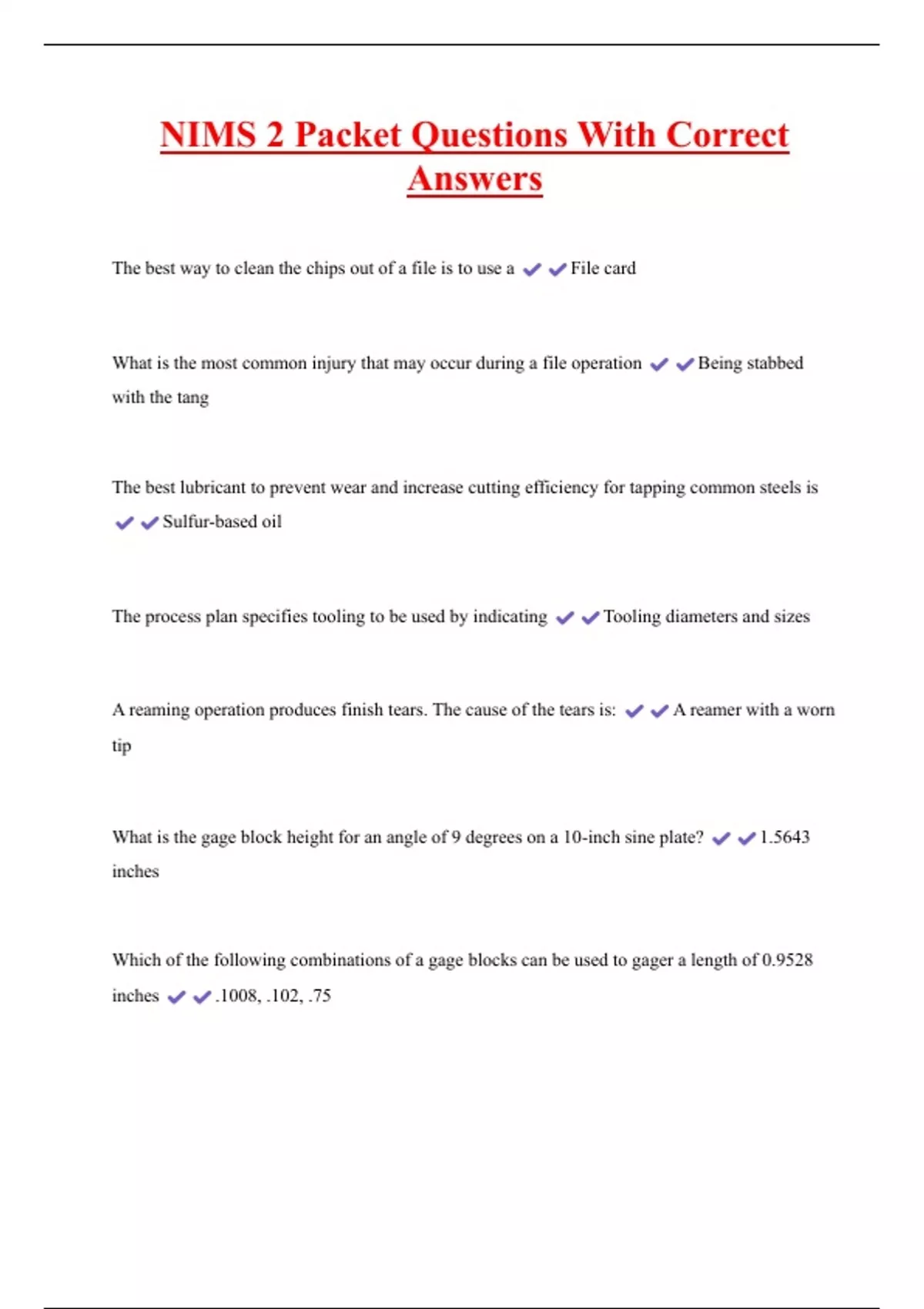 NIMS 2 Packet Questions With Correct Answers - NIMS ... - Stuvia US