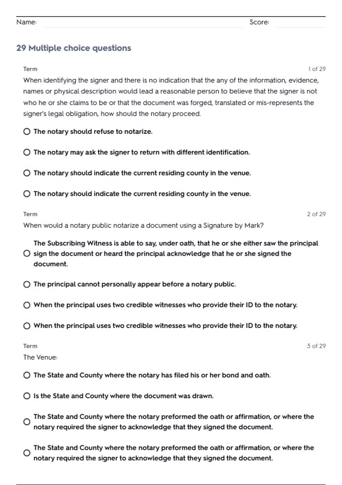 NOTARY EXAM 1 QUESTIONS WITH COMPLETE ANSWERS - UTAH NOTARY - Stuvia US