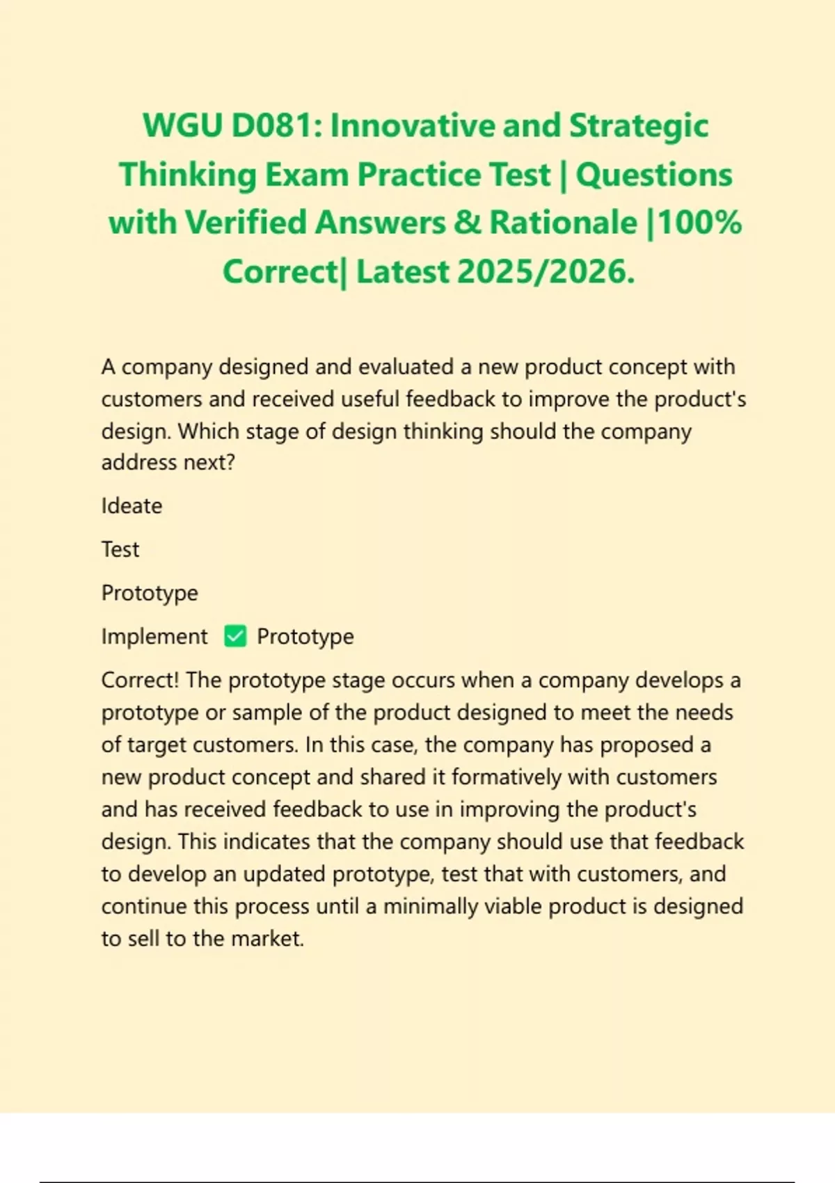 WGU D081: Innovative and Strategic Thinking Exam Practice Test ...