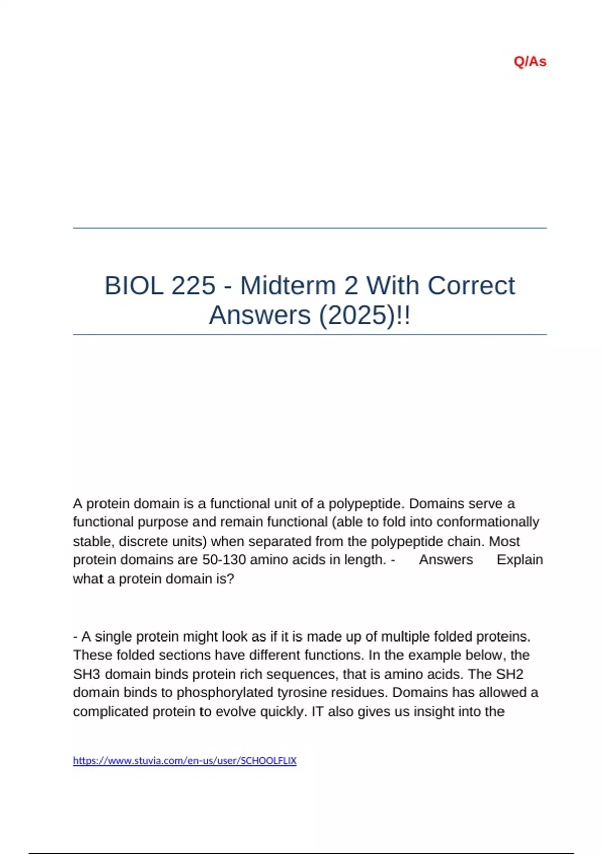 BIOL 225 - Midterm 2 With Correct Answers (2025)!! - BIOL 225 - Stuvia US