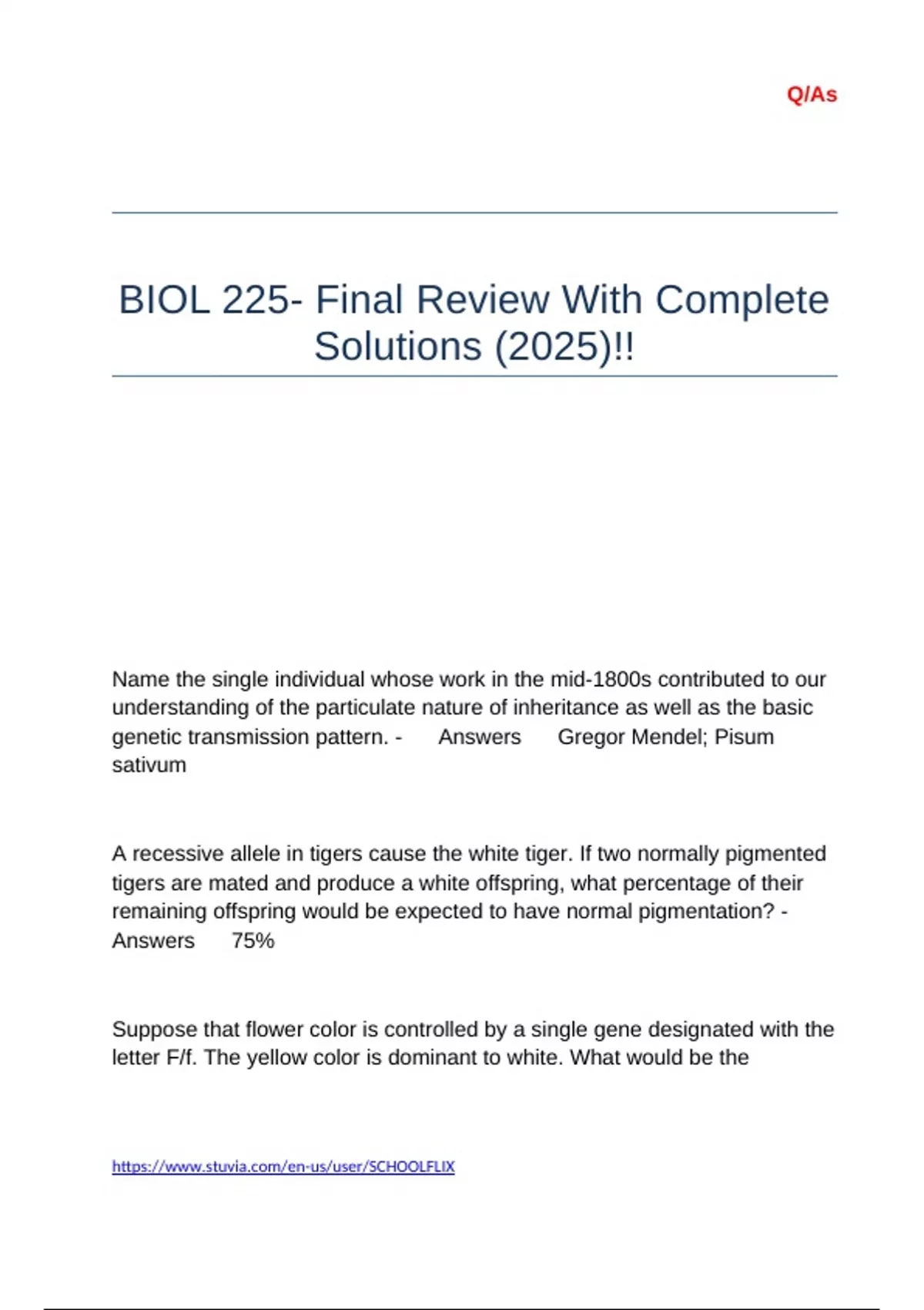 BIOL 225- Final Review With Complete Solutions (2025)!! - BIOL 225 ...