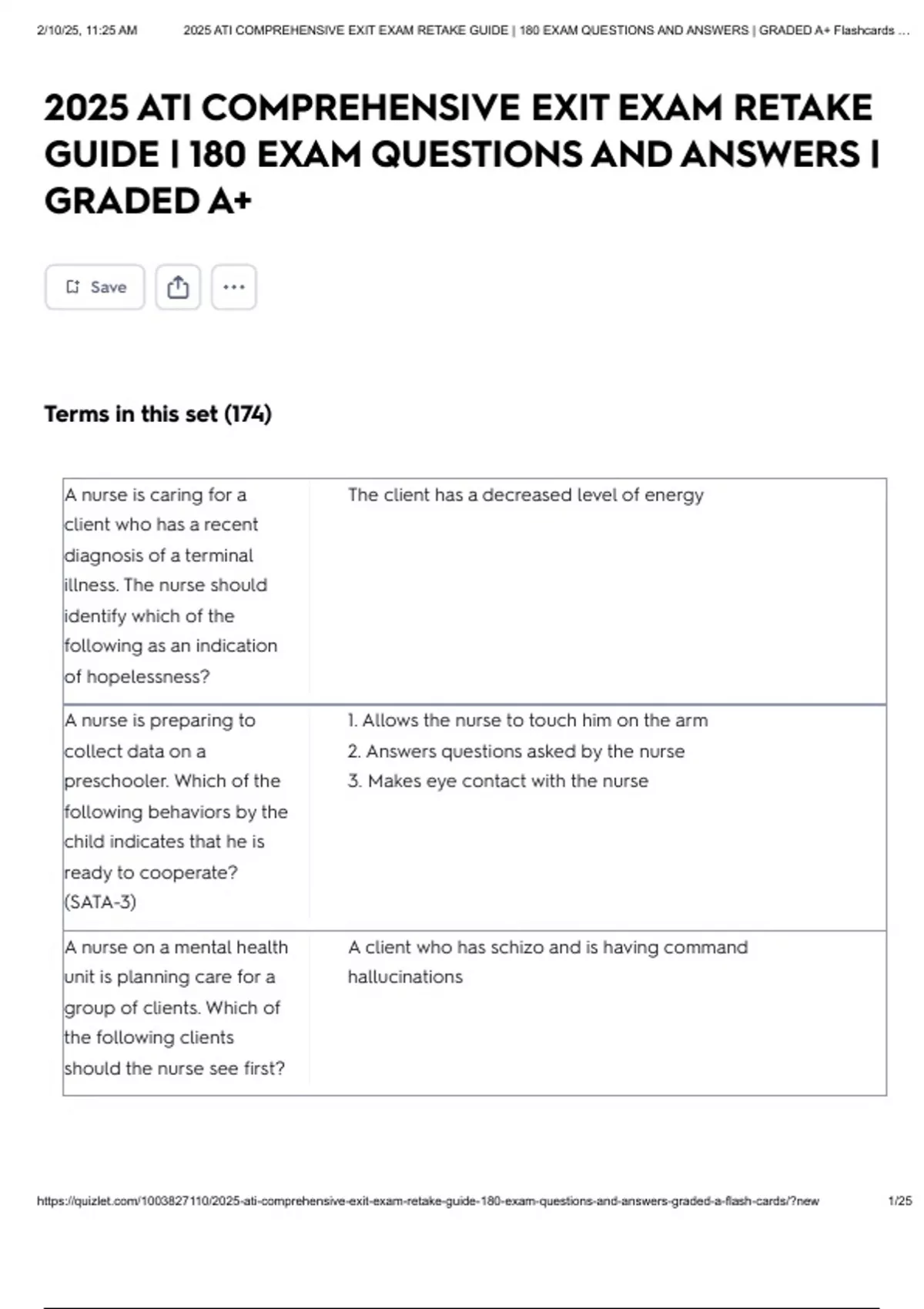 2025 ATI COMPREHENSIVE EXIT EXAM RETAKE GUIDE | 180 EXAM QUESTIONS AND ...