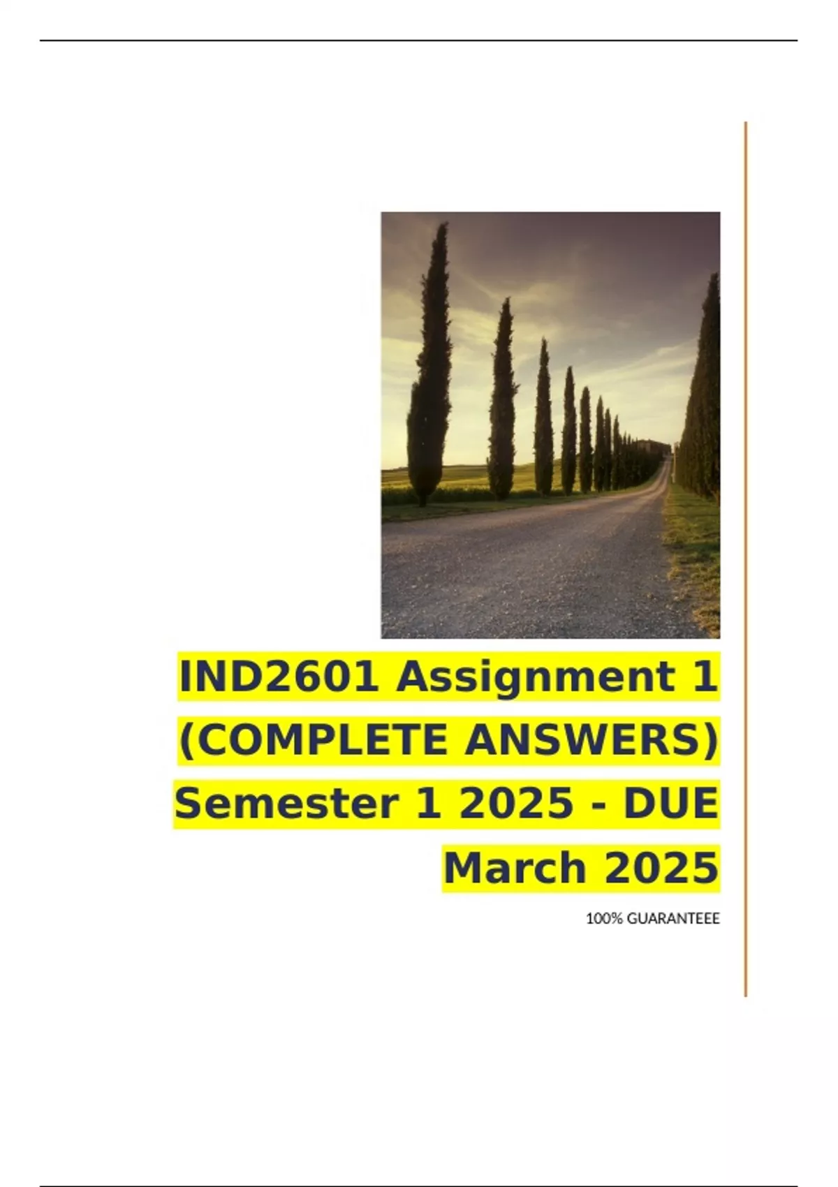 IND2601 Assignment 1 (COMPLETE ANSWERS) Semester 1 2025 - DUE March ...