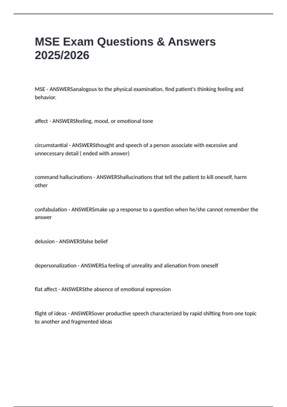 MSE Exam Questions & Answers 2025/2026 - MSE - Stuvia US