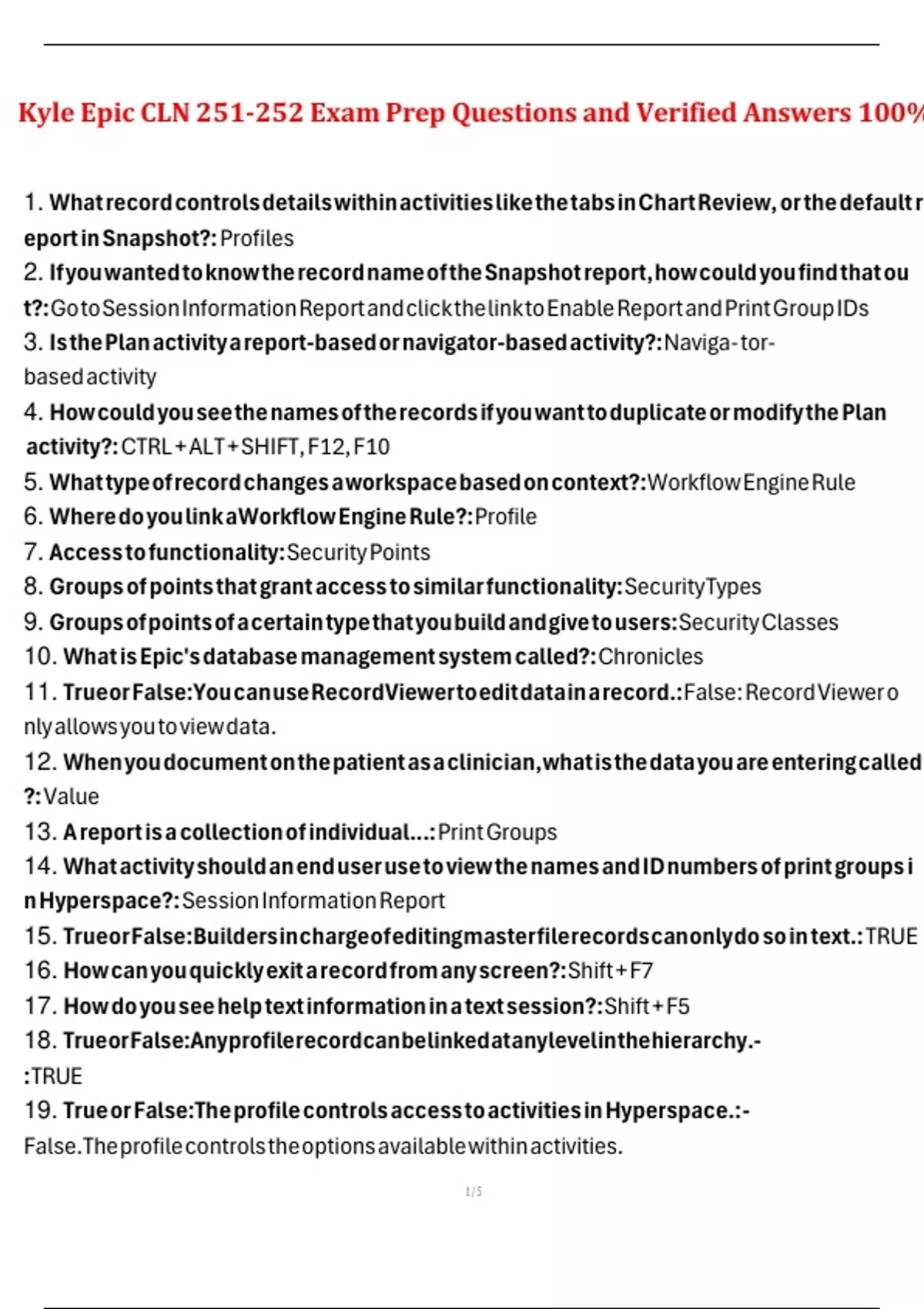 Kyle Epic CLN 251-252 Exam Prep Questions and Verified Answers 100% ...