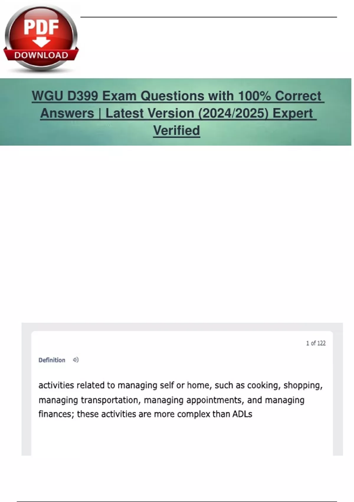 WGU D399 Exam Questions with 100% Correct Answers | Latest Version ...
