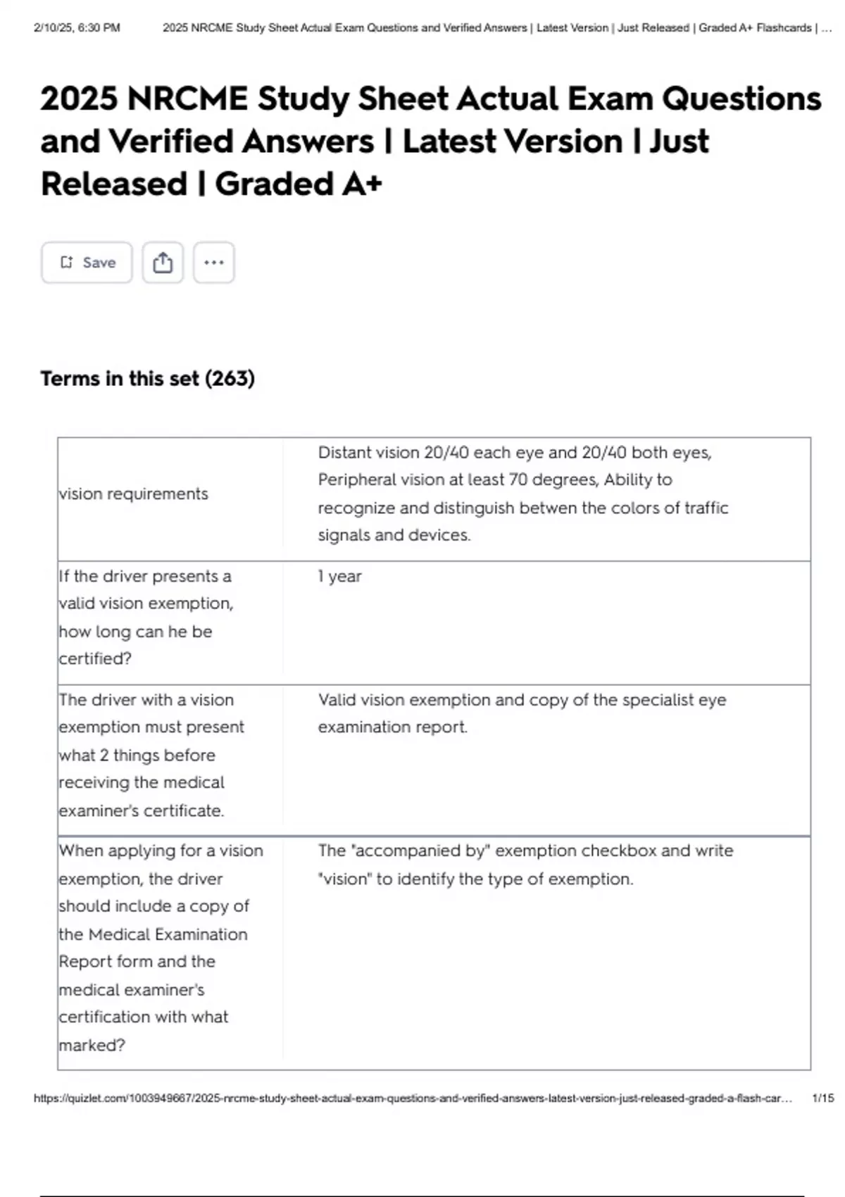 2025 NRCME Study Sheet Actual Exam Questions and Verified Answers ...