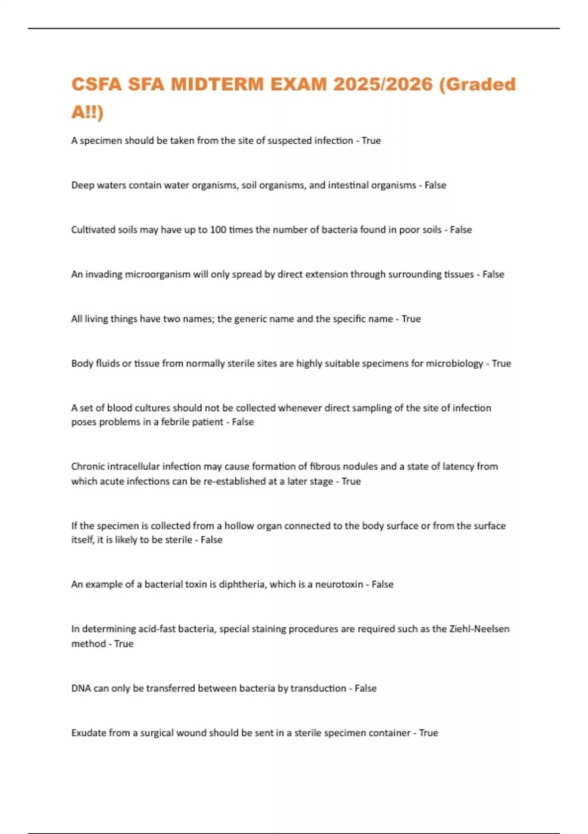 CSFA SFA MIDTERM EXAM 2025/2026 (Graded A!!) - CSFA - Stuvia US