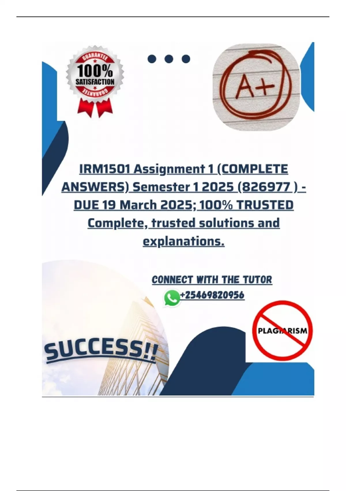 Irm1501 Assignment 1 Complete Answers Semester 1 2025 826977 Due