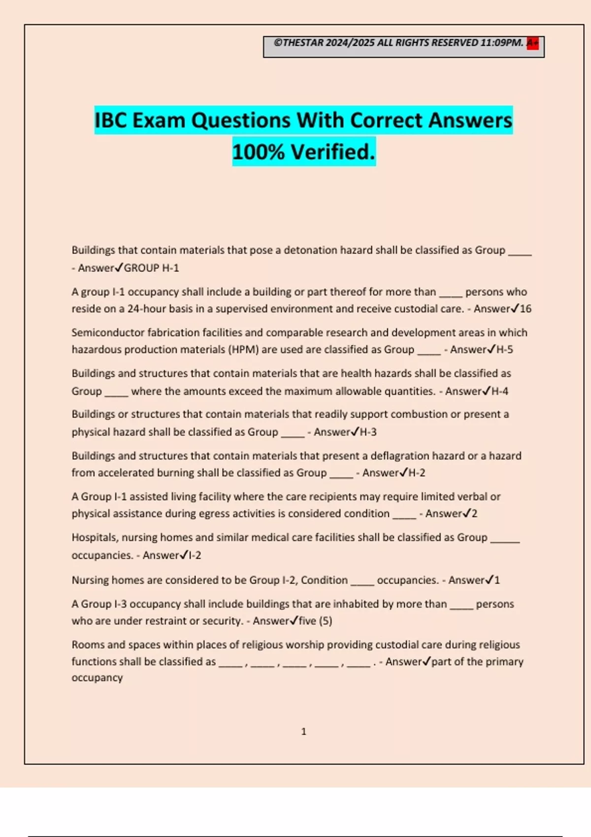 IBC Exam Questions With Correct Answers 100% Verified. - IBC - Stuvia NL