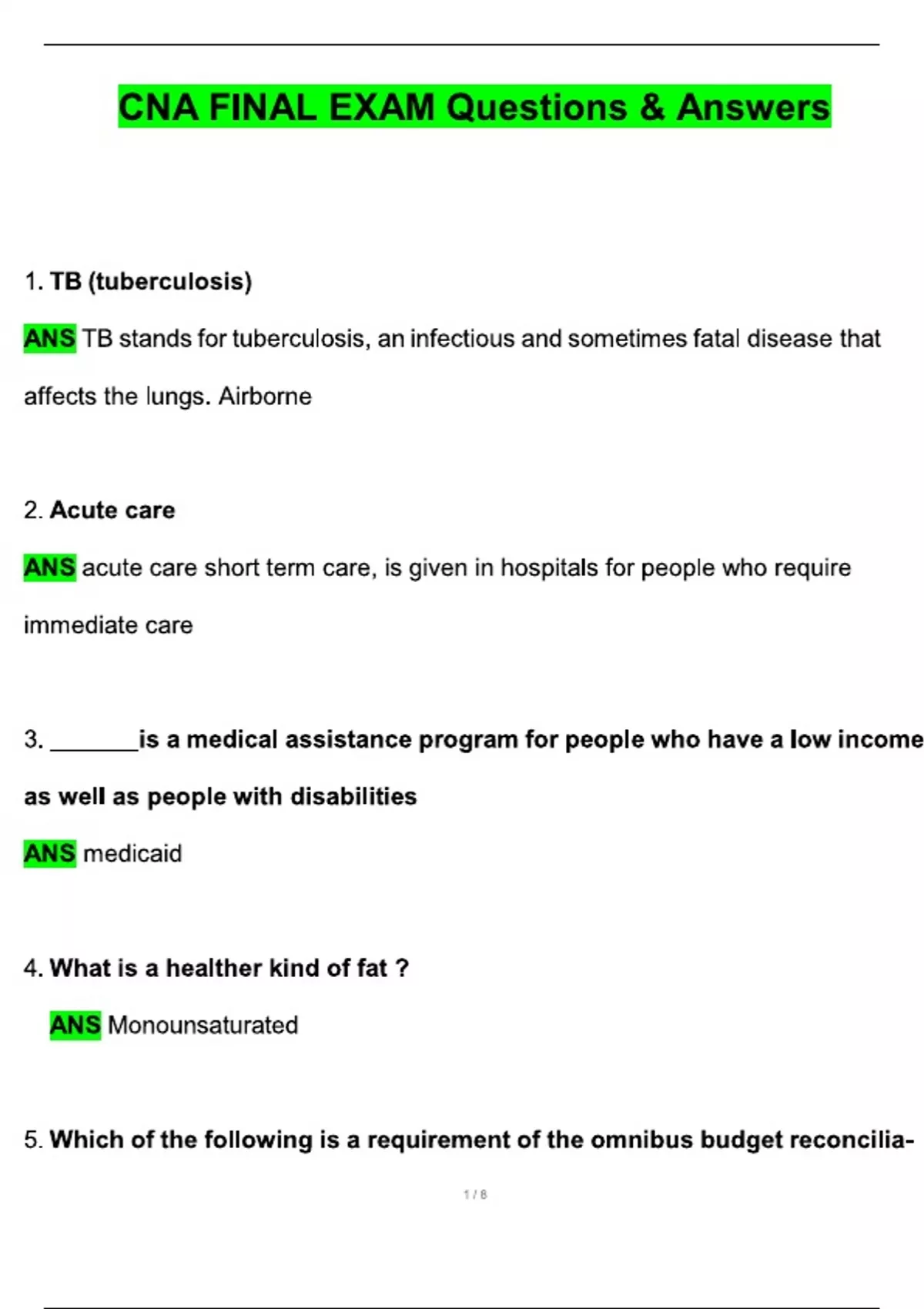 CNA FINAL EXAM (Latest 2025 / 2026 Update) Questions and Verified ...