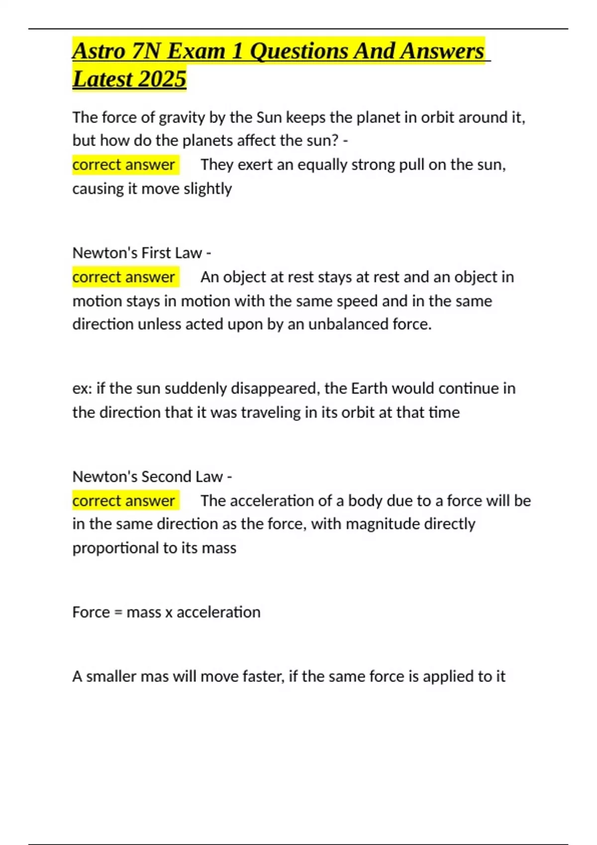 Astro 7N Exam 1 Questions And Answers Latest 2025.docx - Astronomy ...