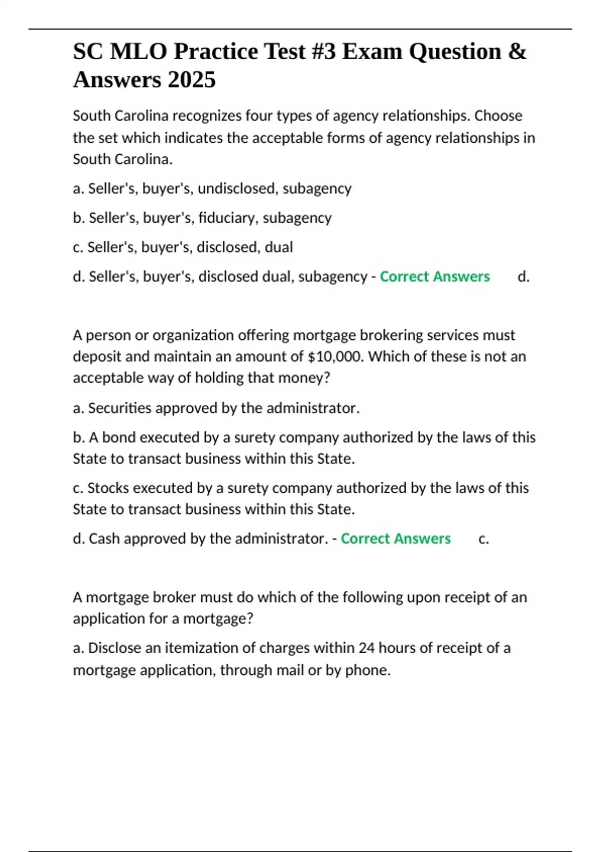 SC MLO Practice Test -3 Exam Question & Answers 2025.docx - EAS ...