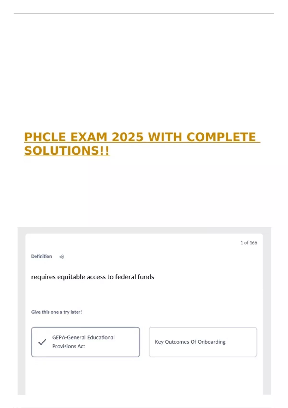 PHCLE EXAM 2025 WITH COMPLETE SOLUTIONS!! - PHCLE - Stuvia US