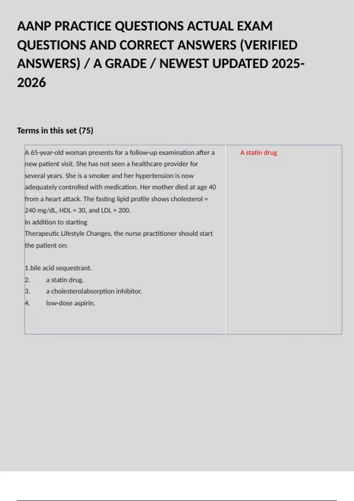 AANP PRACTICE QUESTIONS ACTUAL EXAM QUESTIONS AND CORRECT ANSWERS ...
