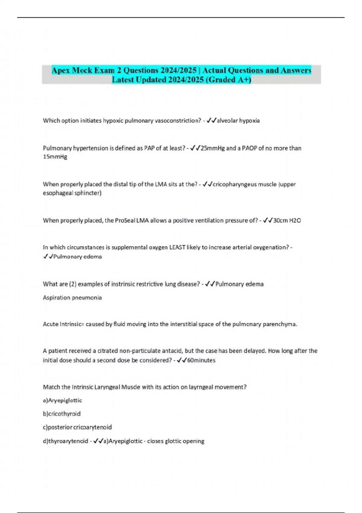 Apex Mock Exam 2 Questions 2024/2025 | Actual Questions and Answers ...