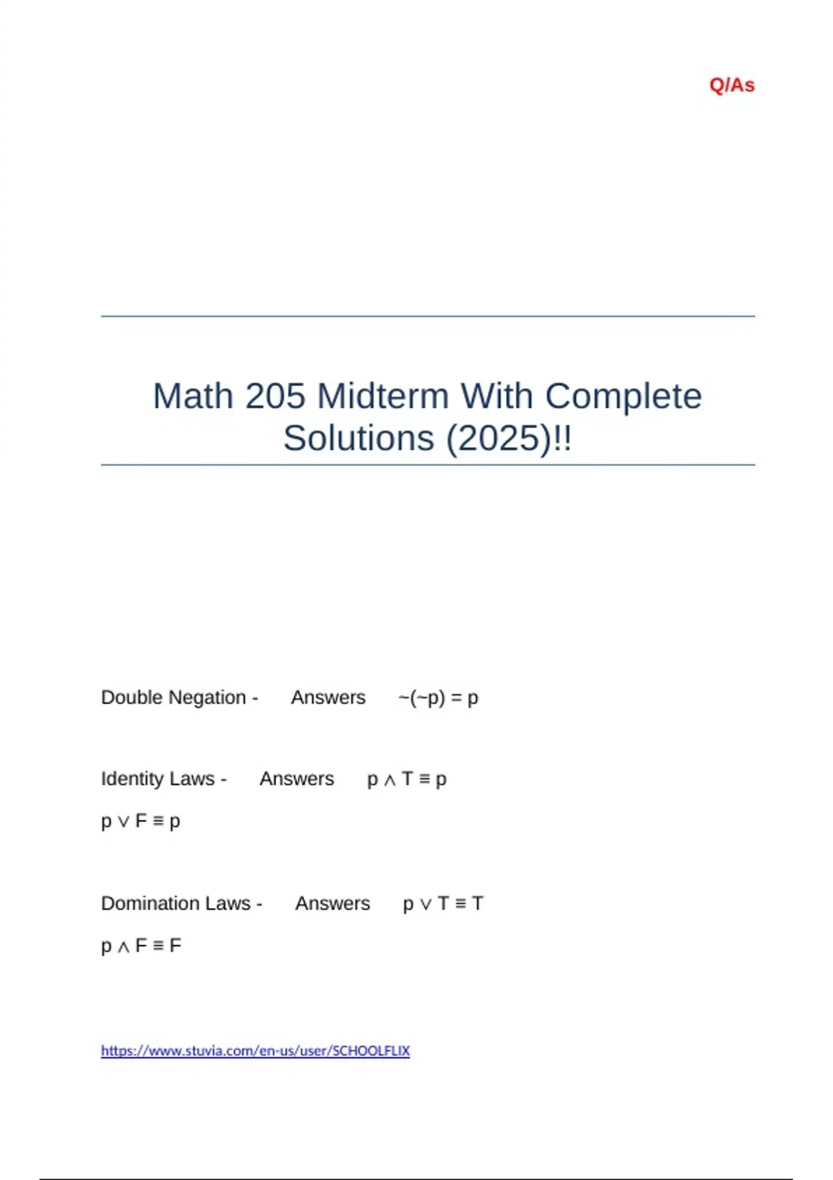 Math 205 Midterm With Complete Solutions (2025)!! - Math 205 - Stuvia US